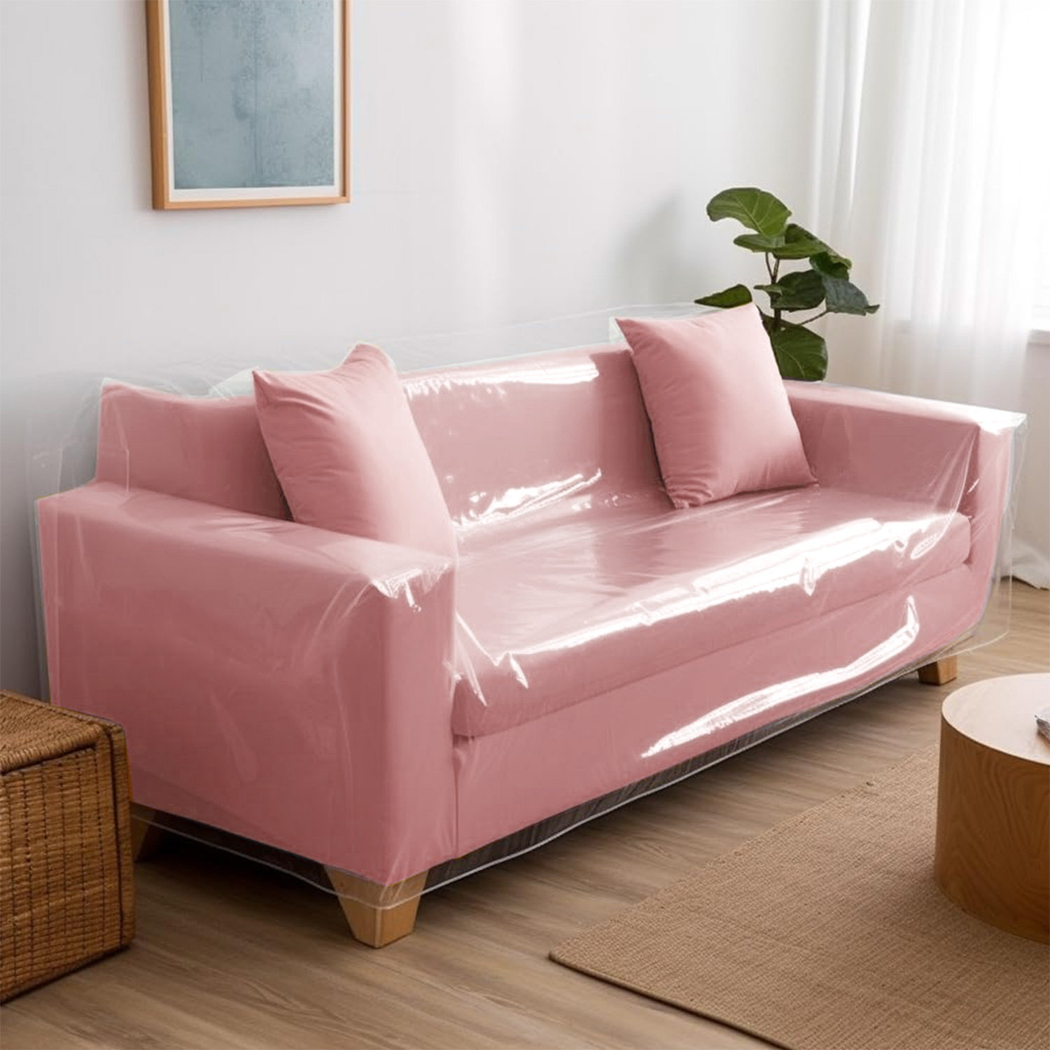 Rebrilliant Clear Thick Plastic Couch Cover for Moving & Storaging ...