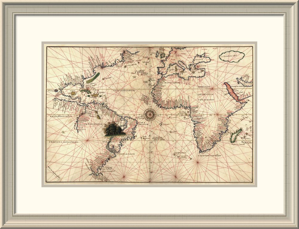 East Urban Home « portolan world map », impression encadrée - Wayfair ...