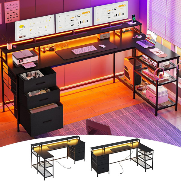 Wrought Studio Berstine L-Shaped Metal Base Computer Desk - Wayfair Canada