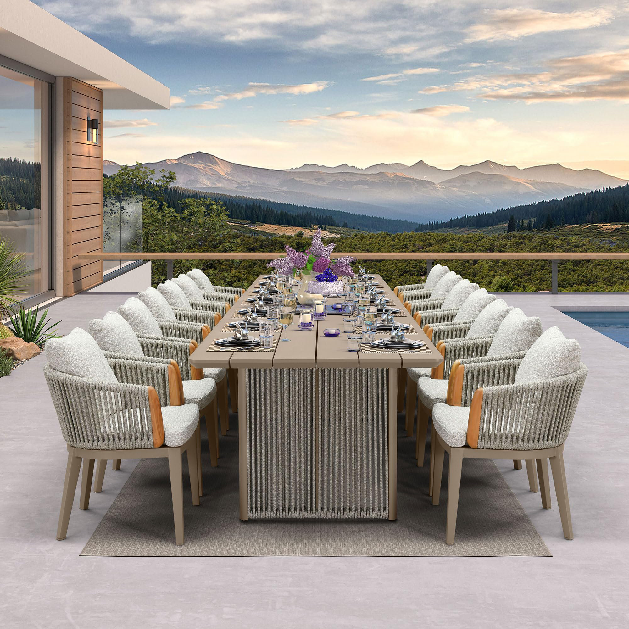 Corrigan Studio® Outdoor Dining, Aluminum Outdoor Patio Table And ...