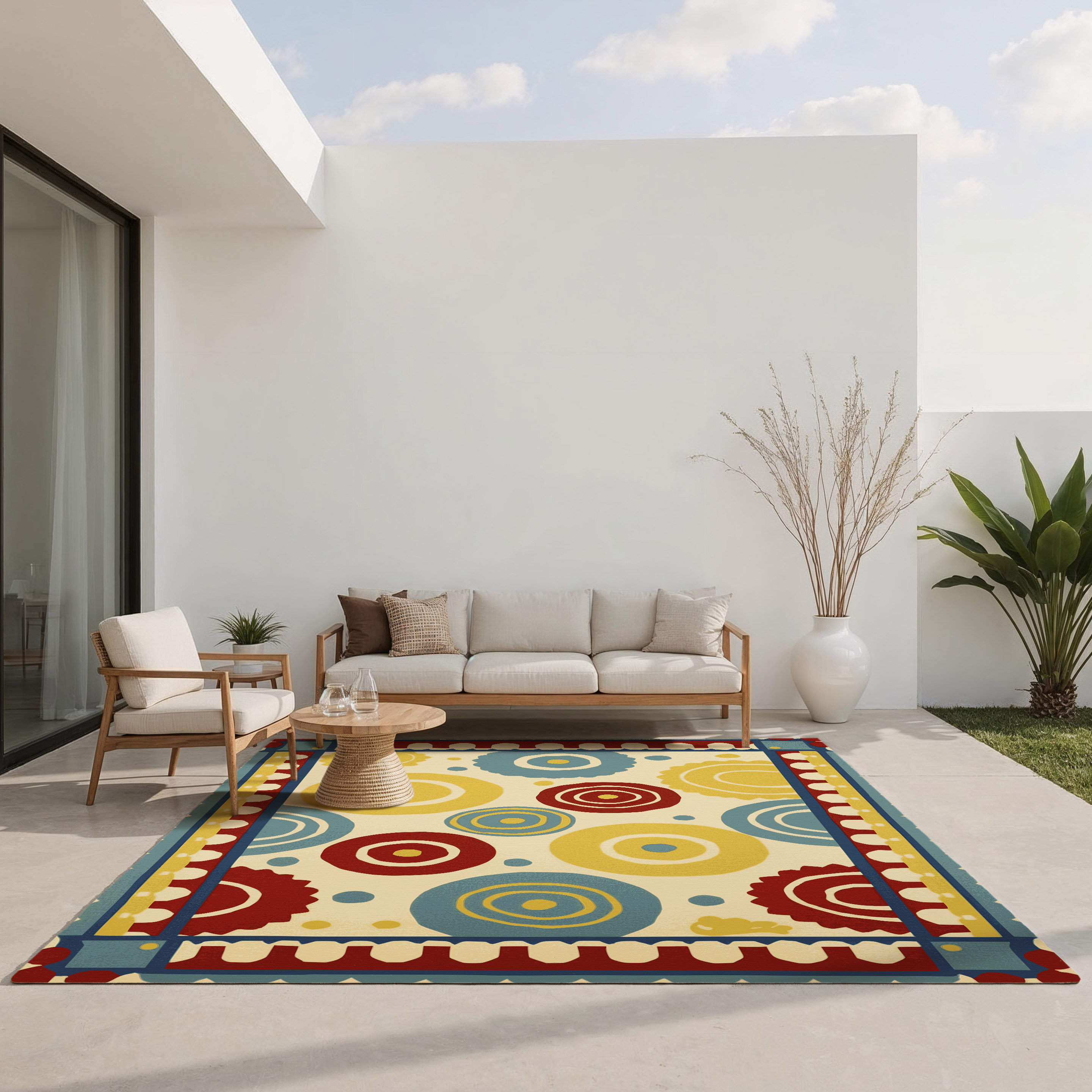 Wrought Studio™ Flashy Curve Indoor And Outdoor Area Rug | Wayfair