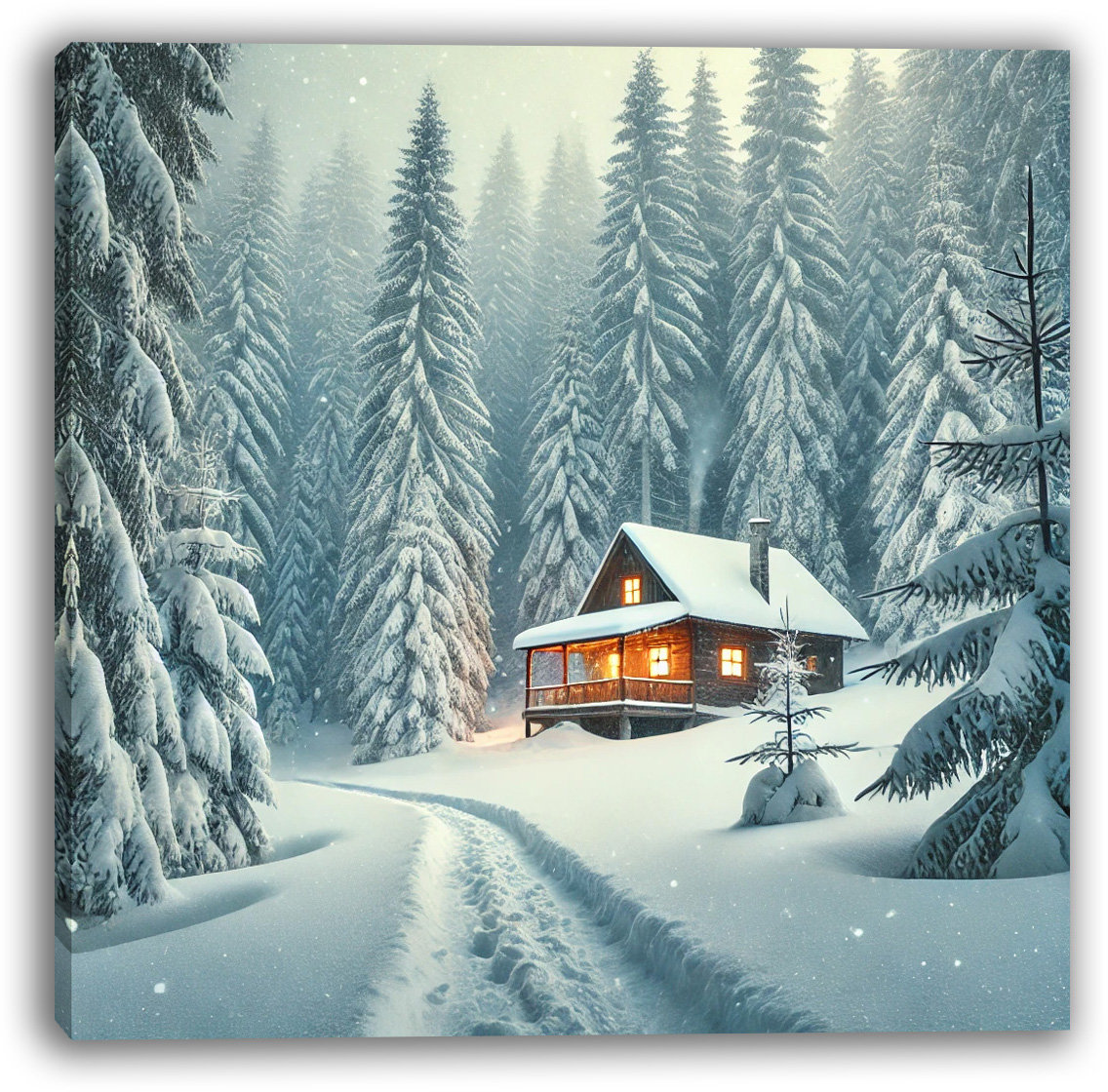 Union Rustic Cozy Cabin in Snow Wrapped Canvas Wall Art | Wayfair