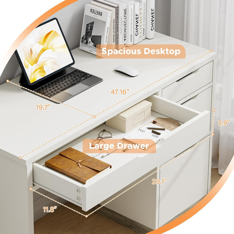 Ebern Designs Computer Desk with 4 Drawers & Reviews | Wayfair