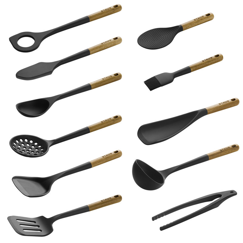 Staub Silicone with Wood Handle 11 Piece Cooking Utensil Set & Reviews ...