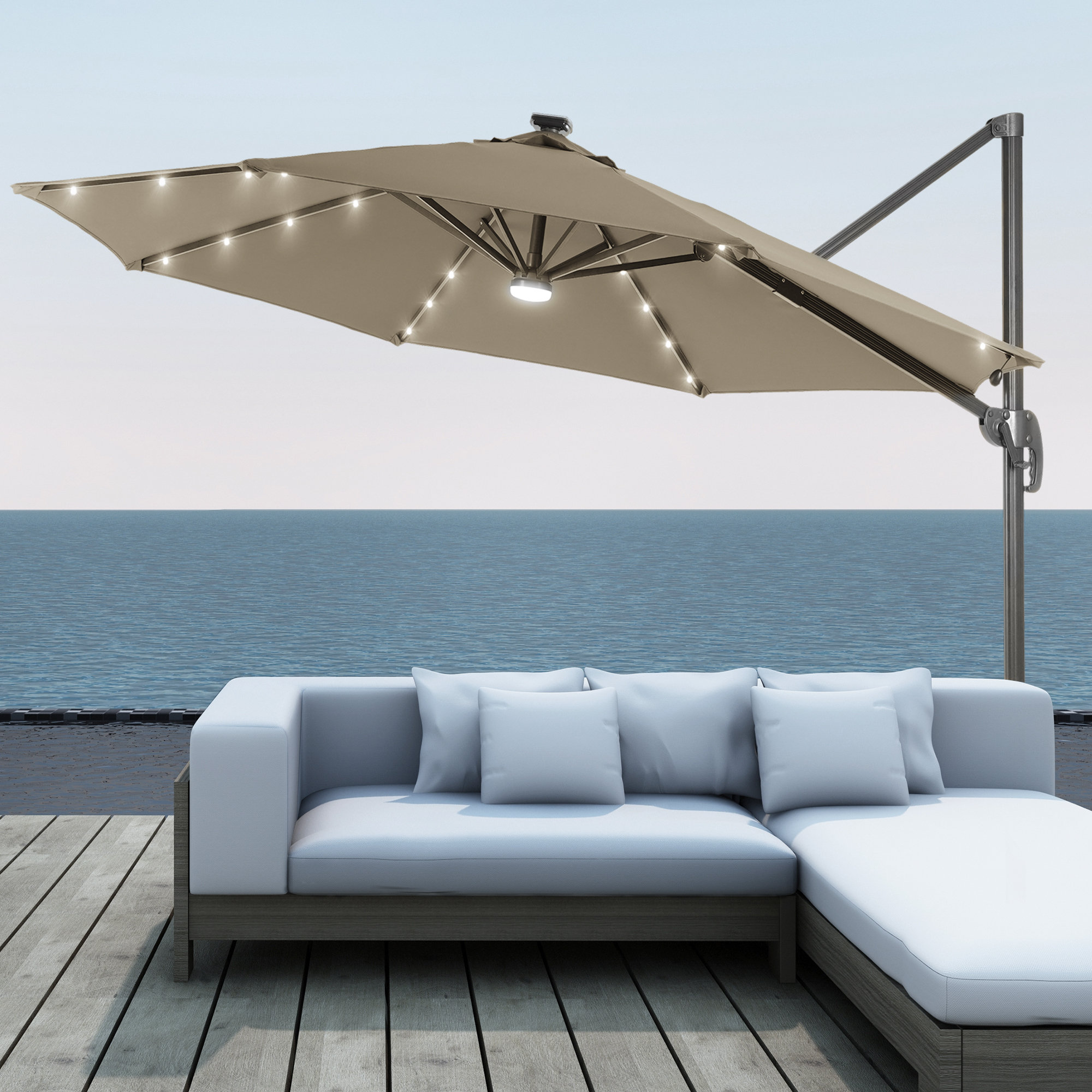 Latitude Run® 10 Ft LED Cantilever Outdoor Umbrella - Wayfair Canada