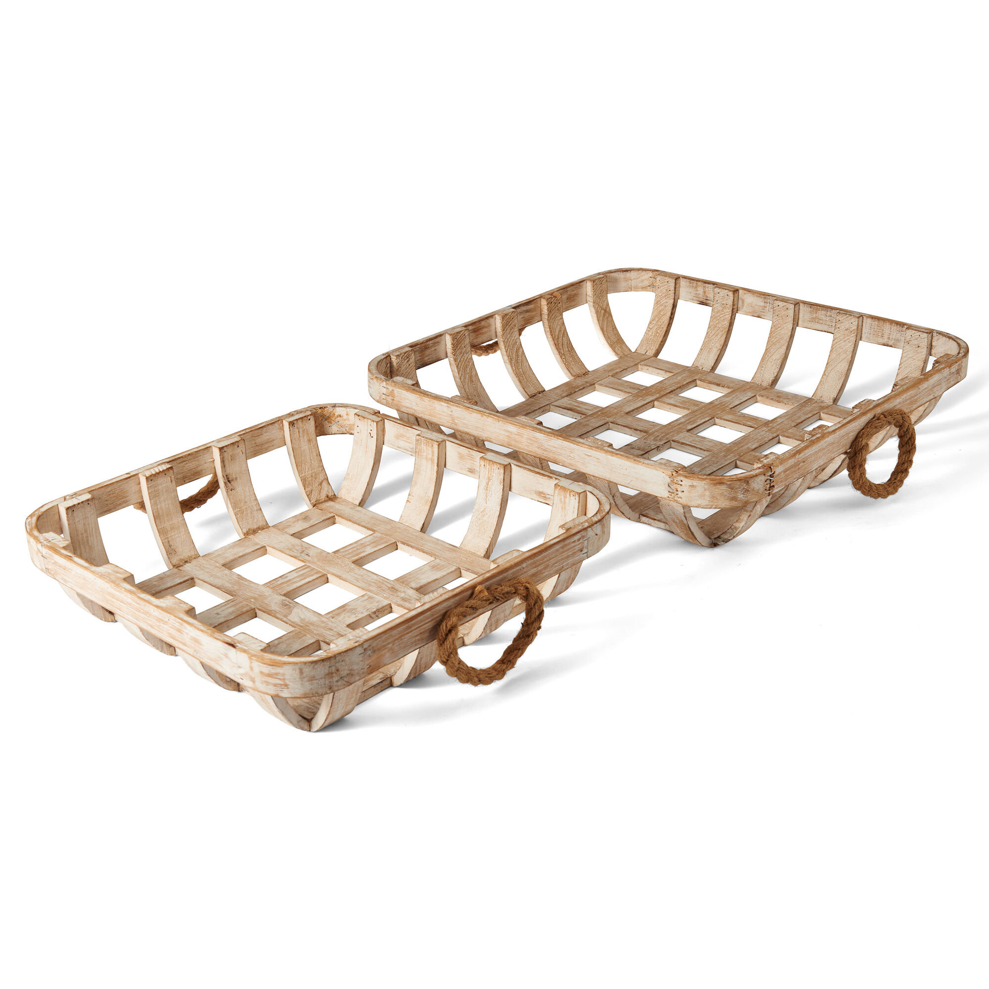 Elements Set Of 2 16-In/20-In Woven Wood Wall Baskets - Wayfair Canada