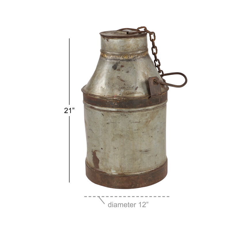 Gracie Oaks Alcone Large Metal Milk Drum with Lid | Wayfair