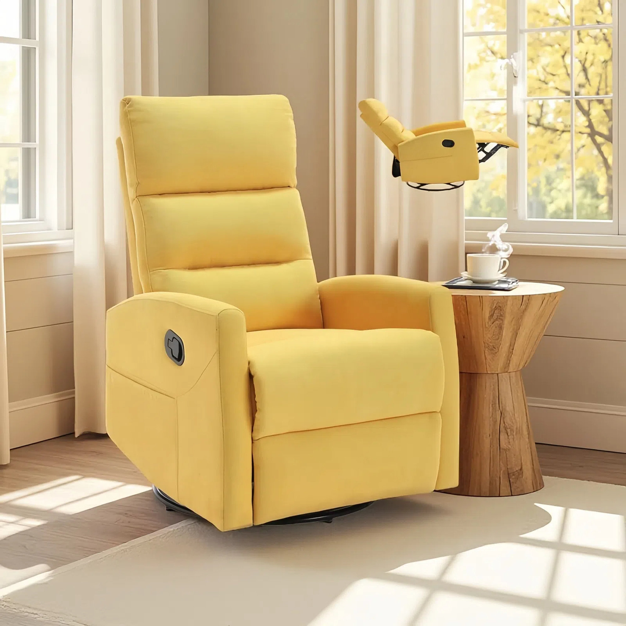 Latitude Run® Slim Swivel Rocking Recliner Chair - Manual Recliner With ...