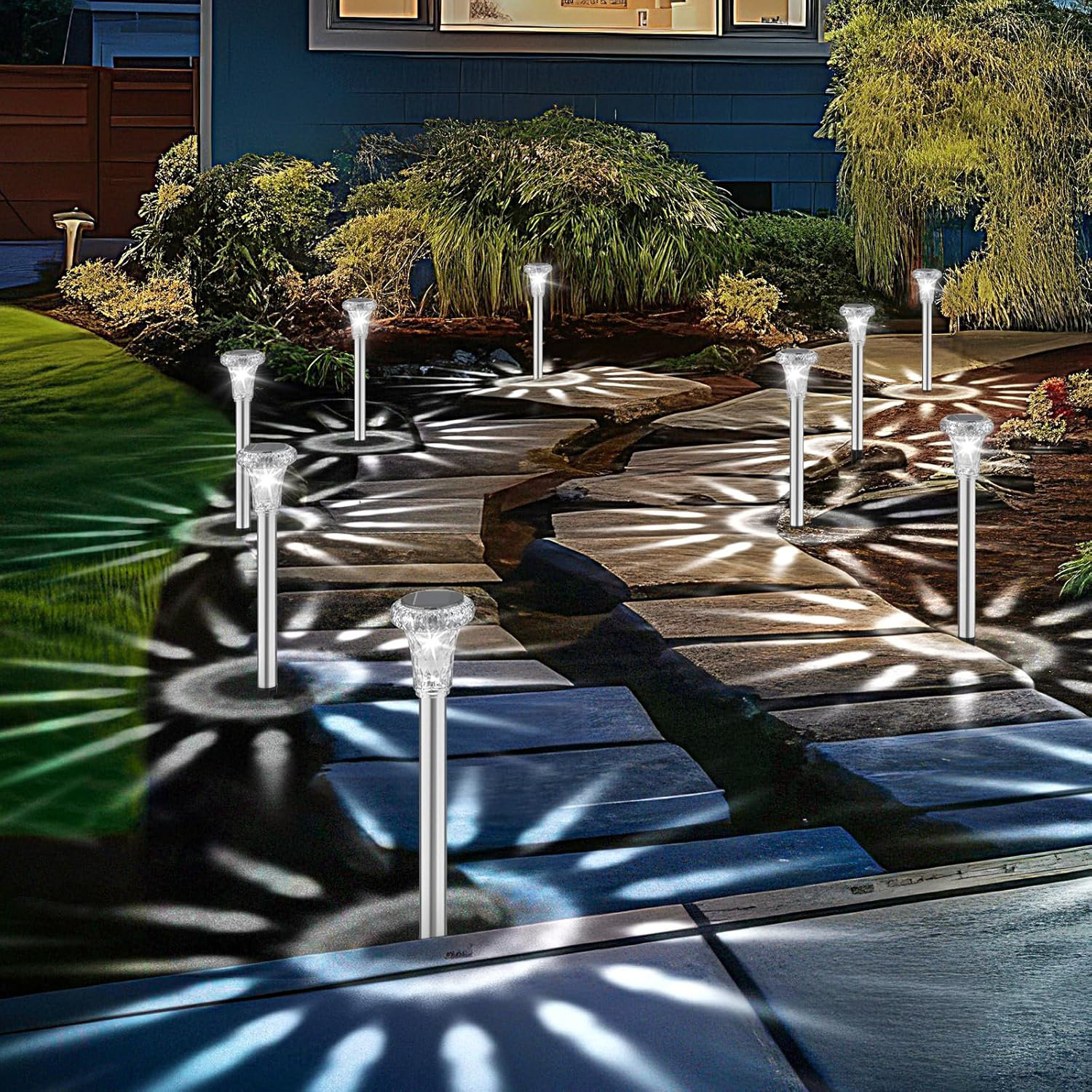 Mercer41 Solar Lights Outdoor 12 Pack Waterproof Upgraded Bright LED ...