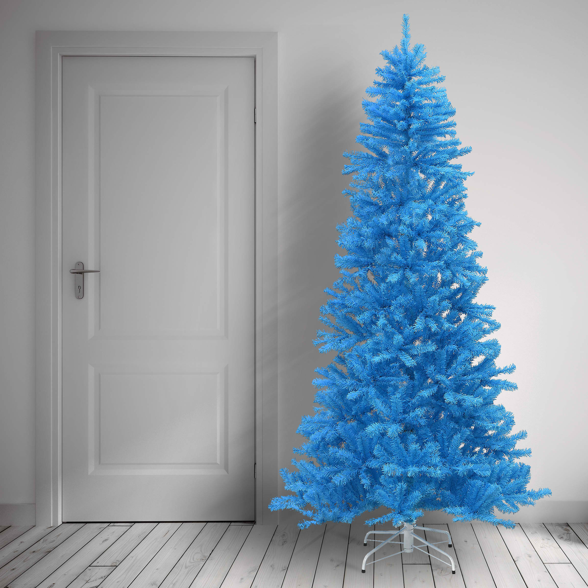 The Holiday Aisle® 7.5ft Light Blue Tree with White Stand & Reviews ...