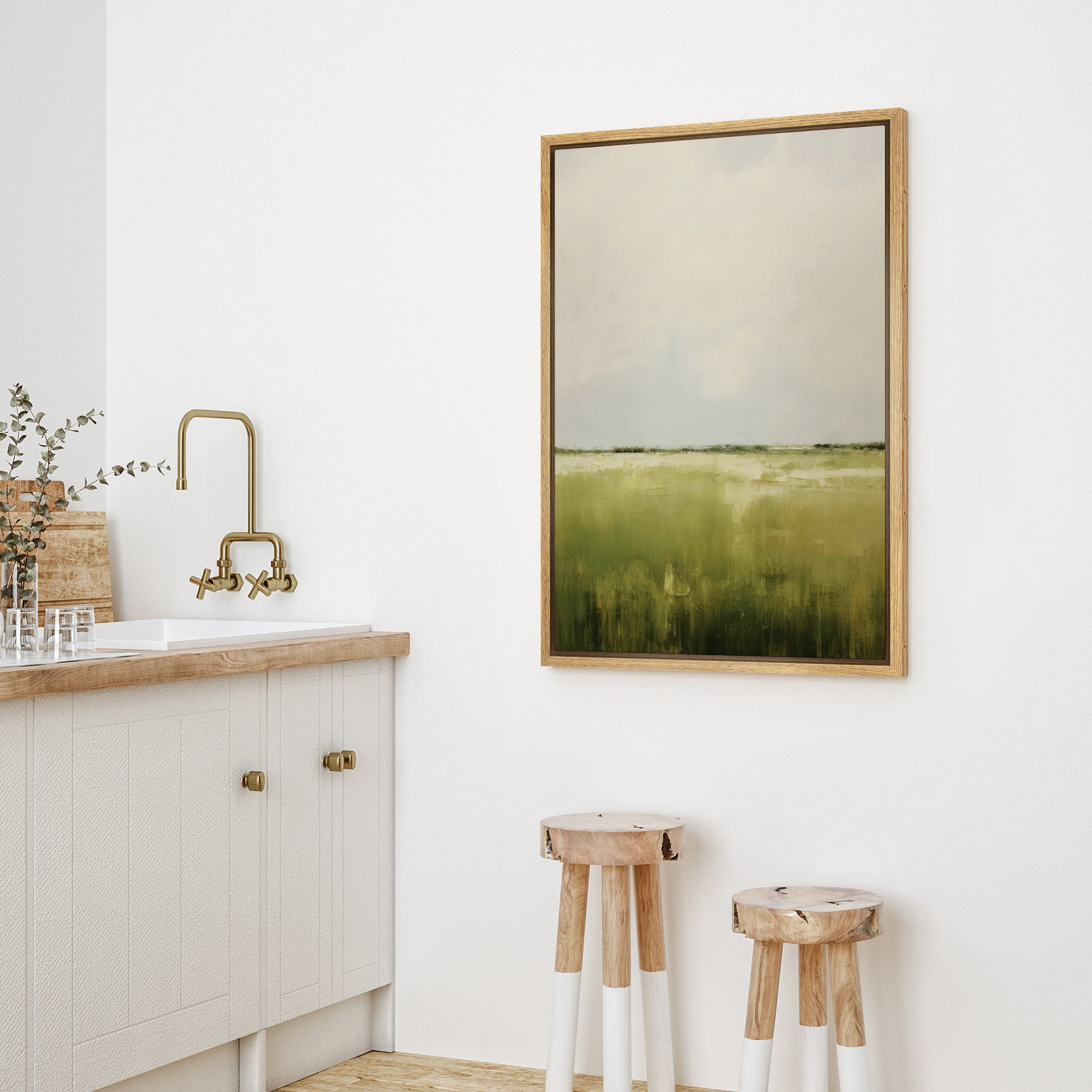 wall26 Green Abstract Landscape Minimalist Simple Decor | Wayfair