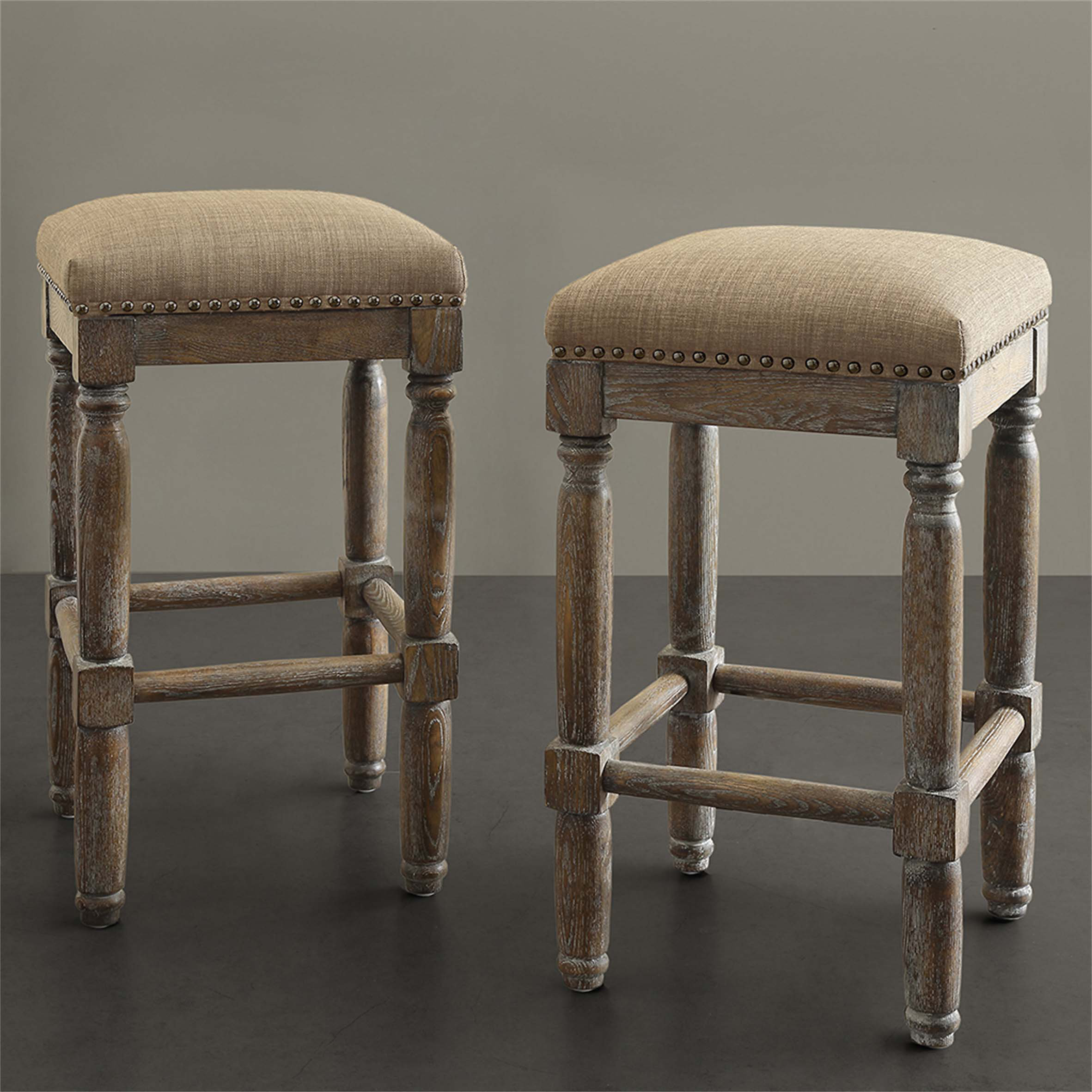 One Allium Way® Aeyden Upholstered 26'' Counter Stool with Solid Wood ...