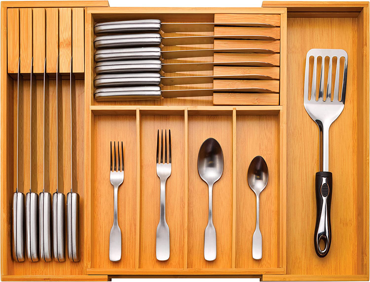 Hokku Designs Kitchen Drawer Silverware Organizer - Expandable Bamboo ...