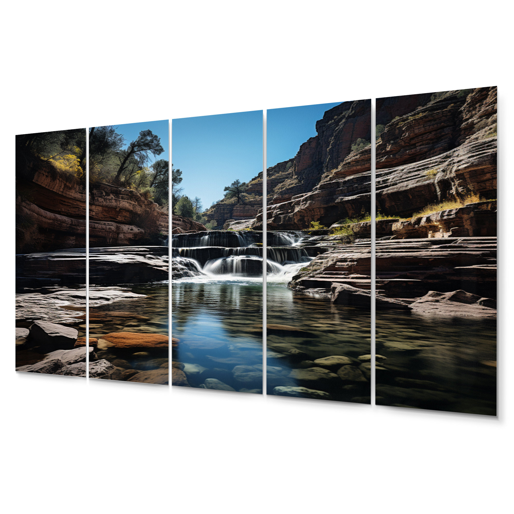 Design Art Canyon Ephemeral Waterfalls - Landscapes Metal Wall Decor ...
