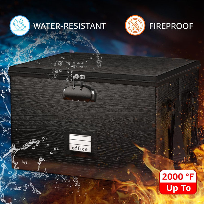 yitesiUSA Fireproof Document Box File Organizer - Black | Wayfair