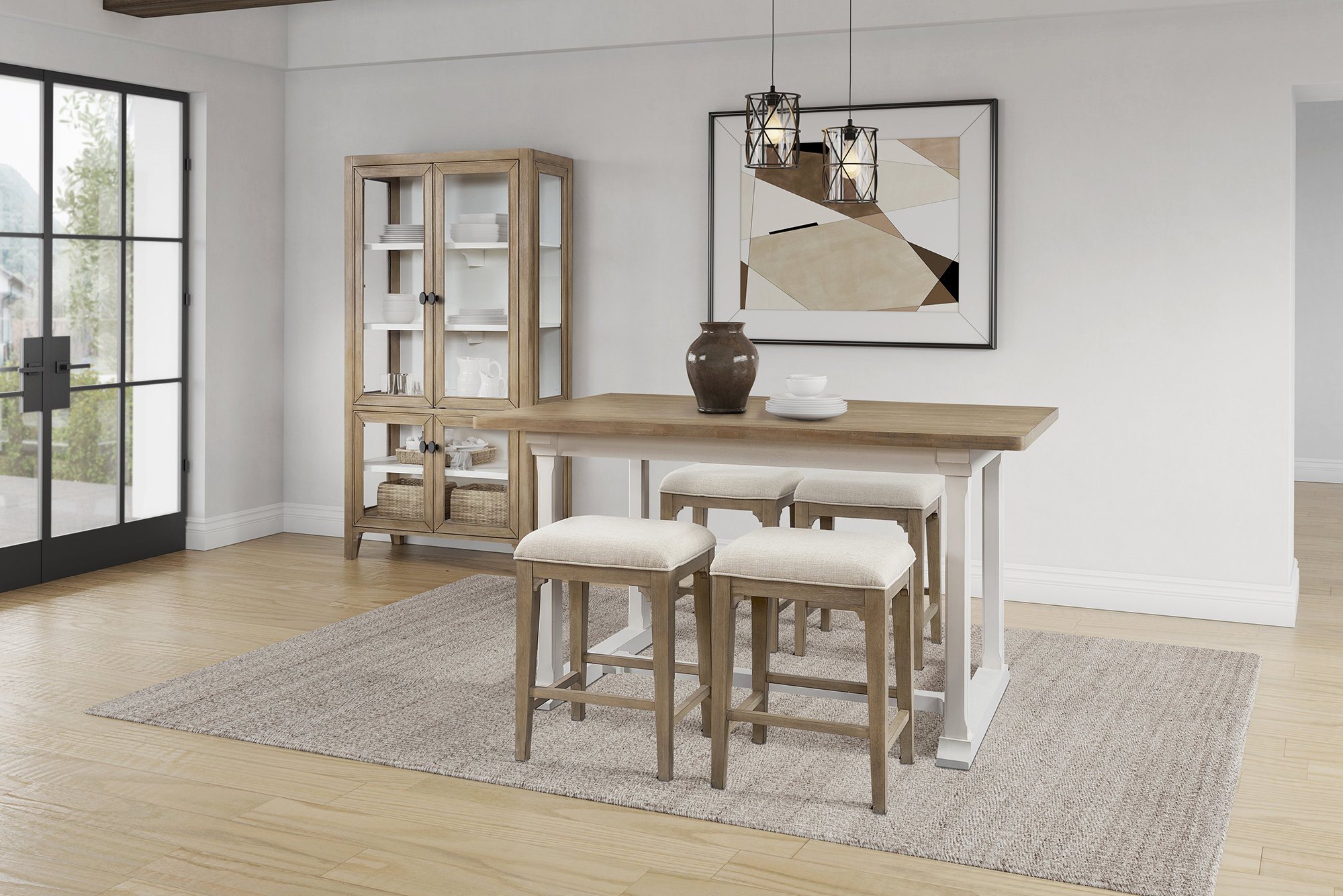 Rosalind Wheeler Celio Two Modern Wood Counter Height Kitchen Dining ...
