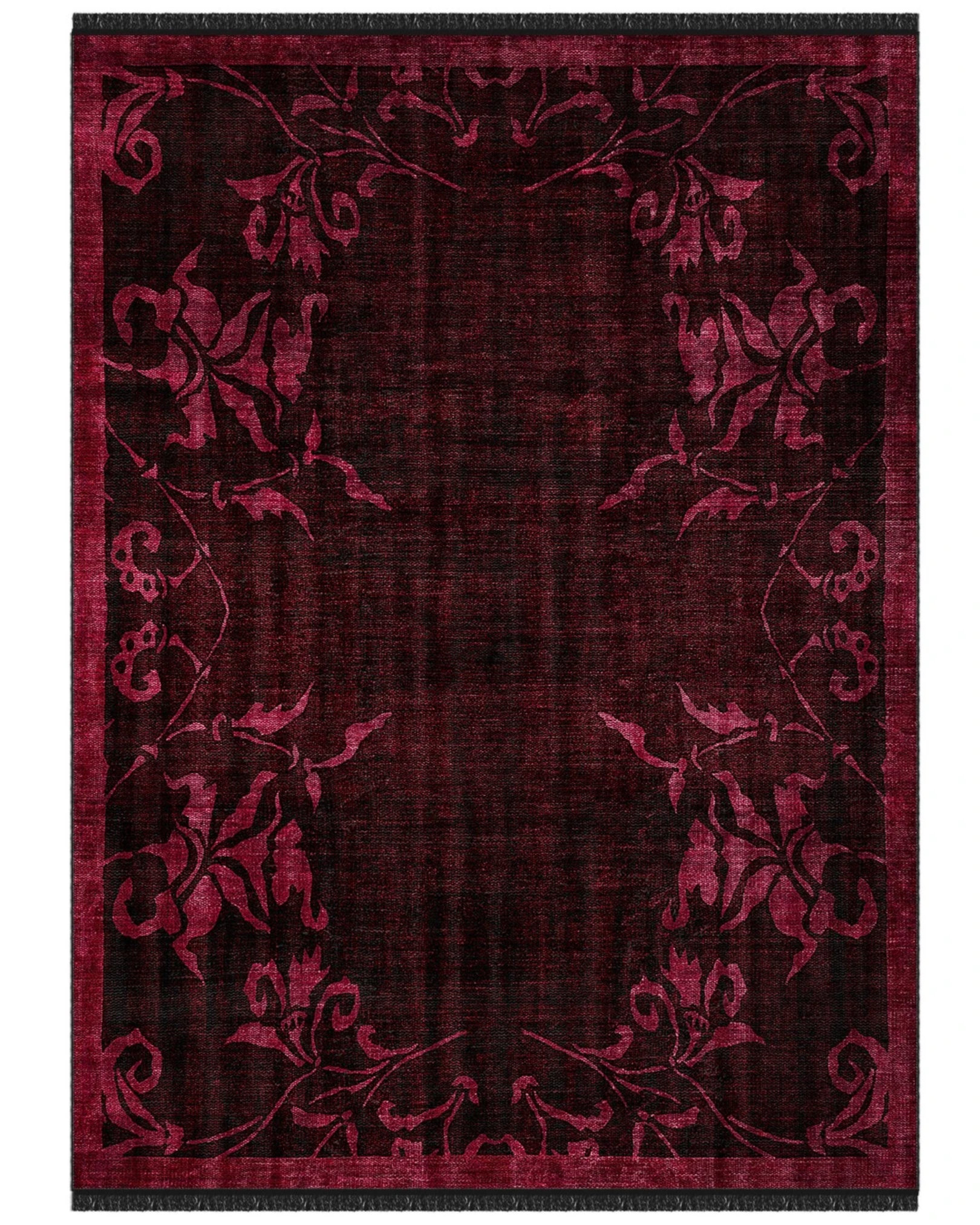 Rugpera Modern Abstract Black Burgundy Carpet Machine Made Cotton ...