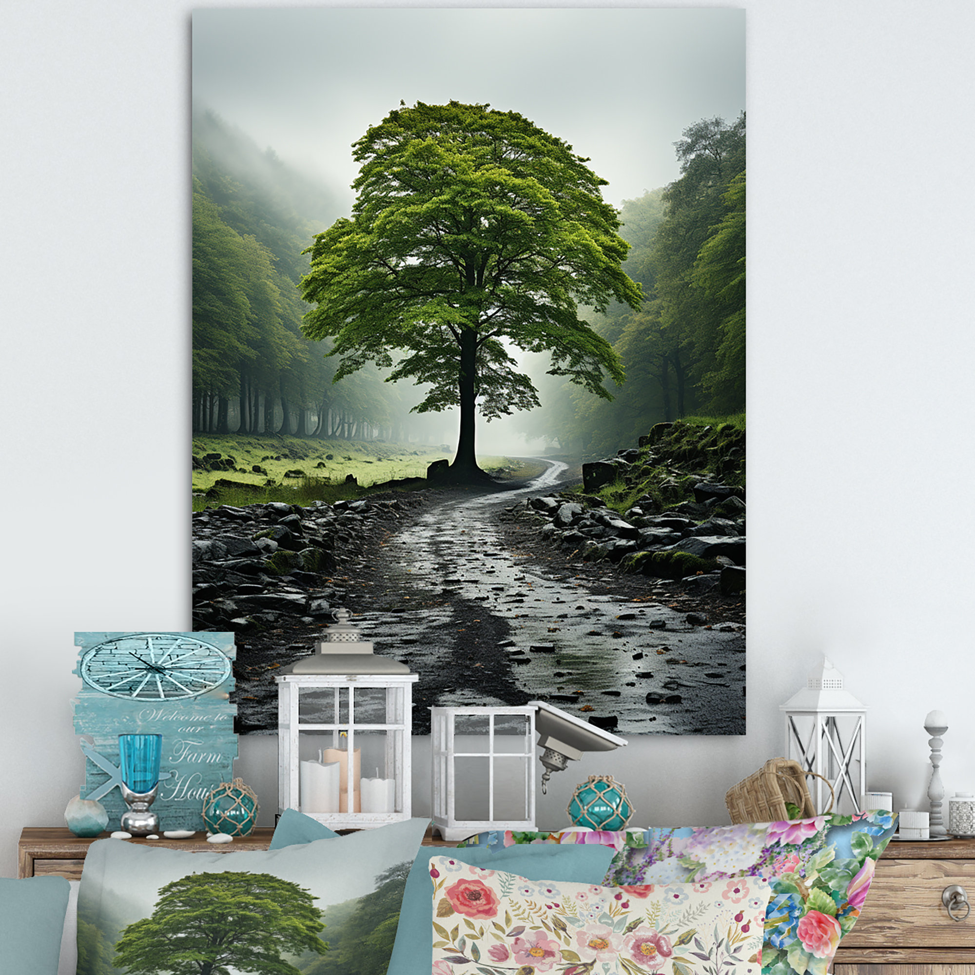 Millwood Pines Green Trees Muted Treescape - Landscape Trees Canvas Art ...