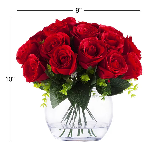 House of Hampton® 18 Heads Roses Floral Arrangement and Centerpiece in ...