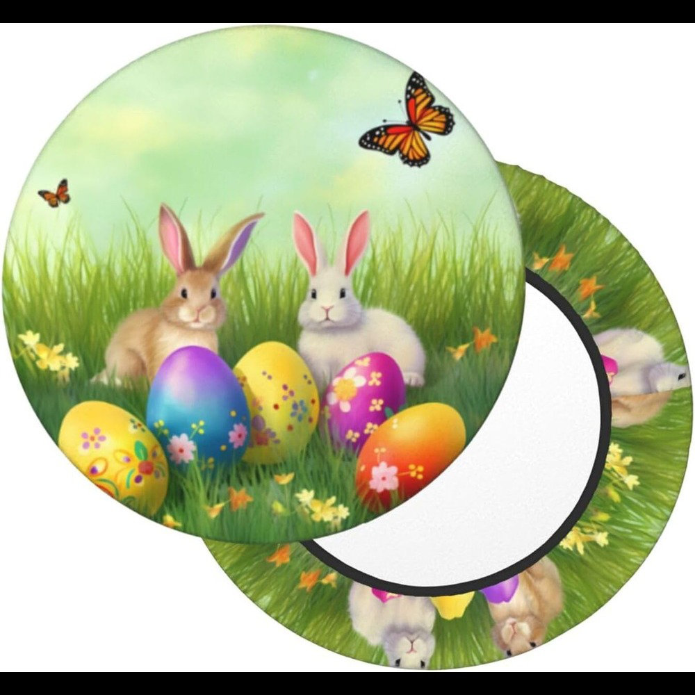 The Holiday Aisle® Easter Bunny Eggs Bar Stool Slipcover Round, Soft ...