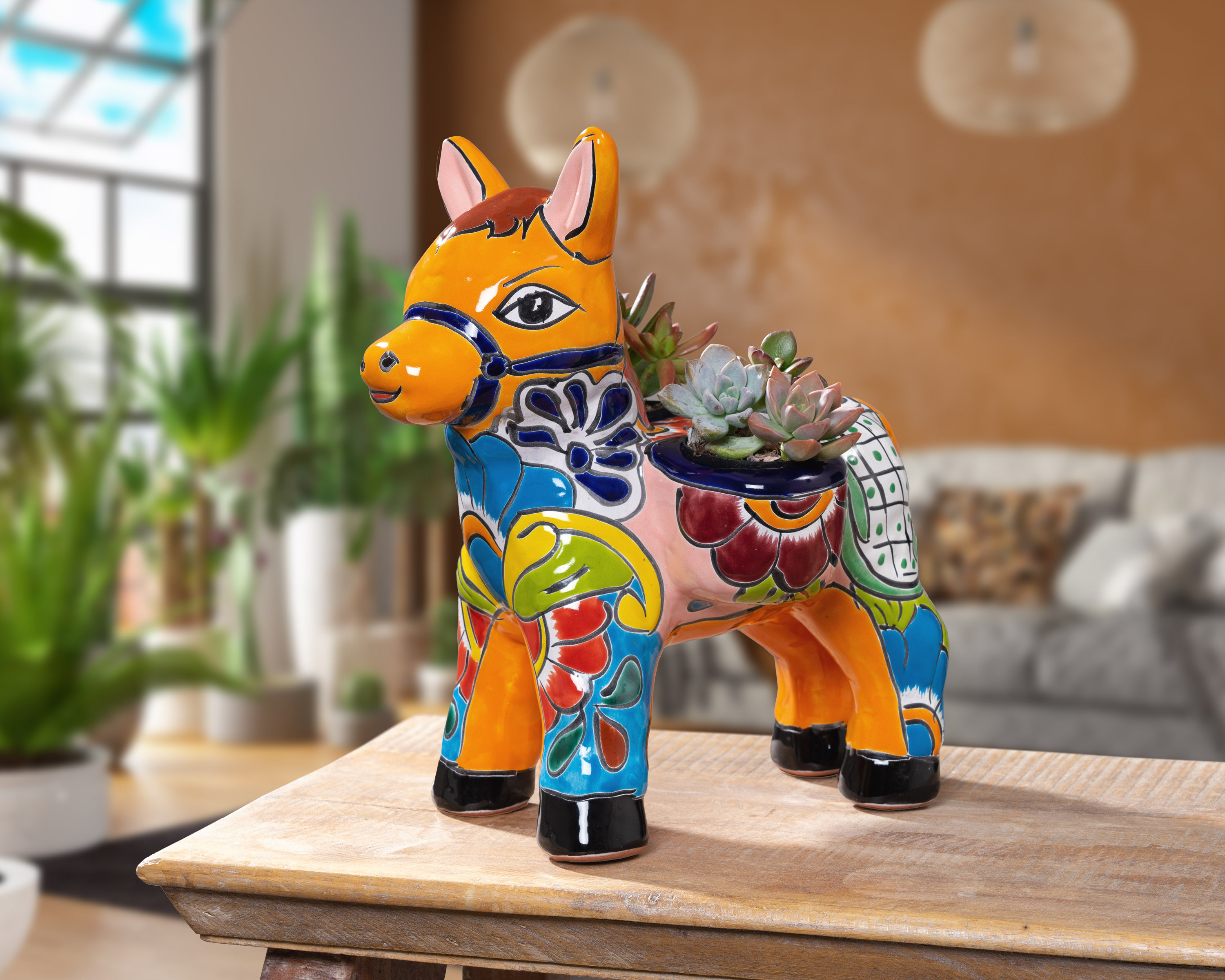 Bungalow Rose Yetah Mexican Talavera Hand-Painted Donkey Pot For ...