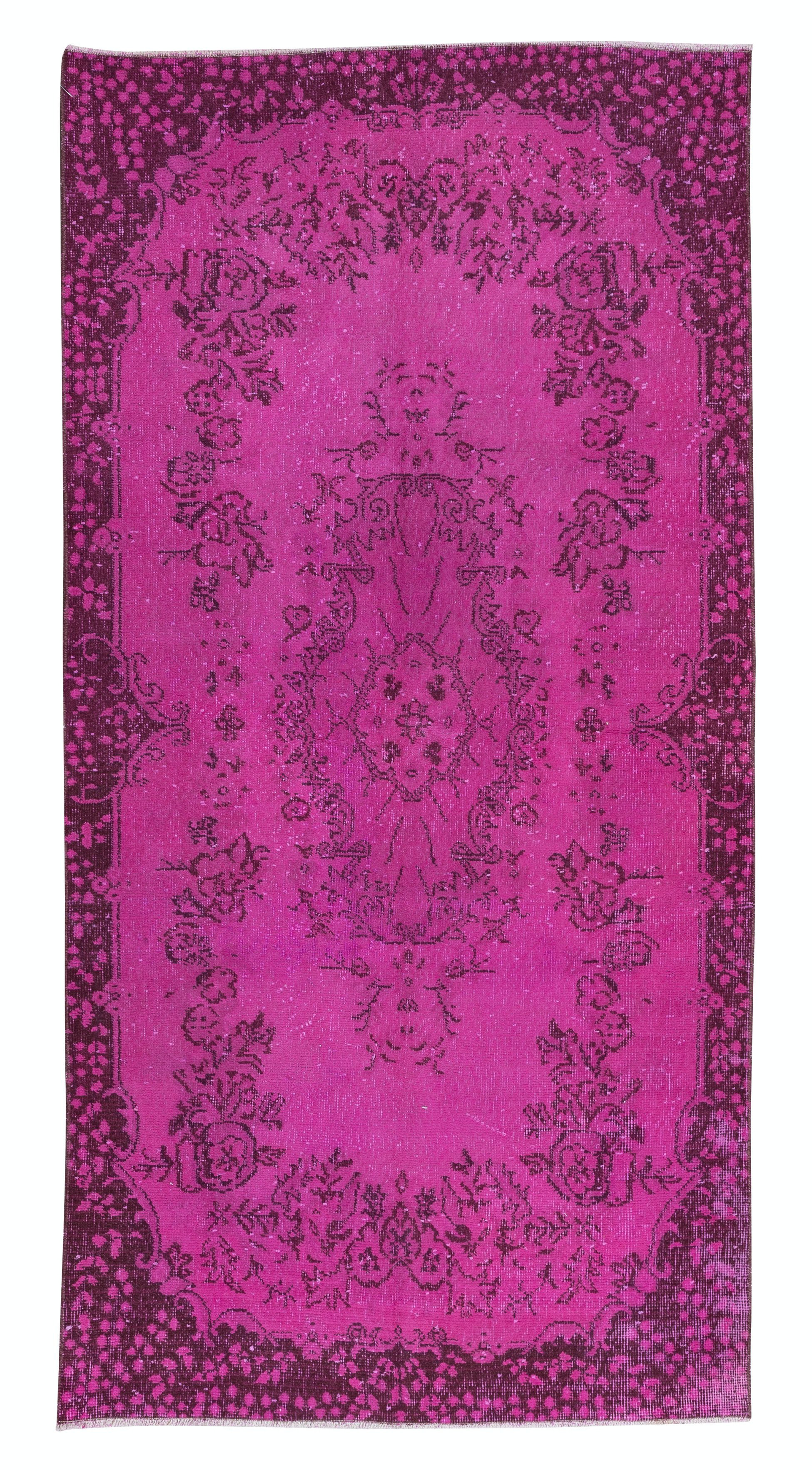 Williston Forge 3.8x7.3 Ft Hot Pink Turkish Wool Rug with Medallion ...