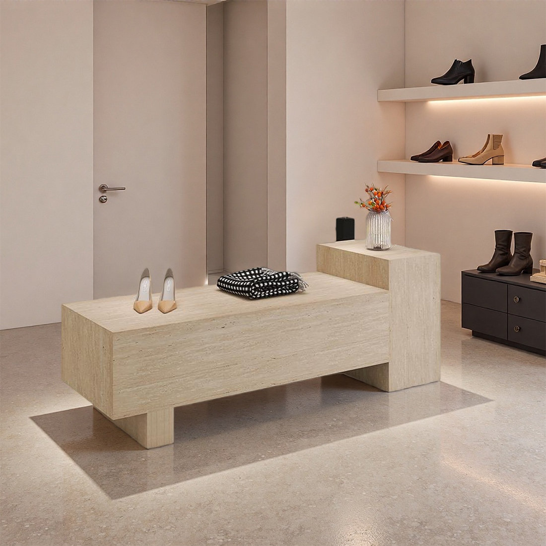 Orren Ellis Beige Minimalist Clothing Store Display Table - Wayfair Canada