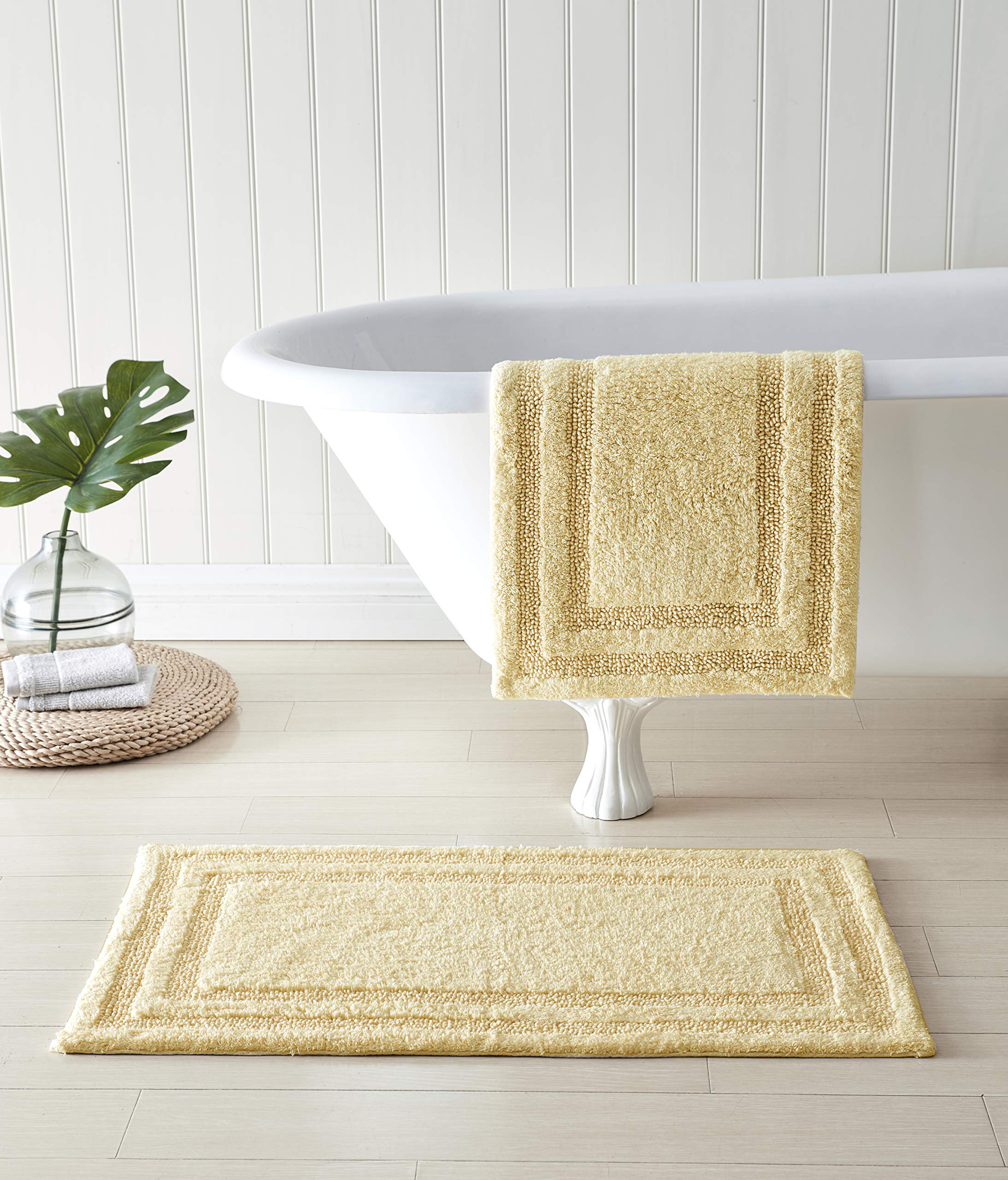 BRBCA SunnySoak Cotton Bath Mat Set - Ultra Absorbent, Vibrant Yellow ...