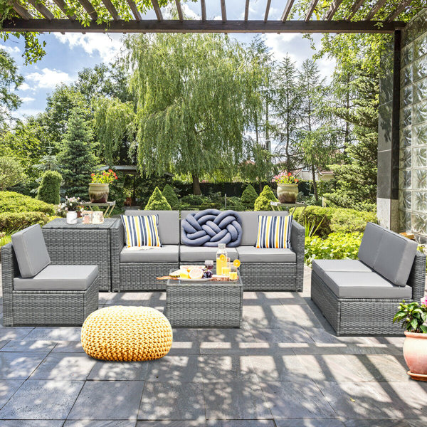 Ebern Designs Burand 6 - Person Outdoor Seating Group with Cushions ...