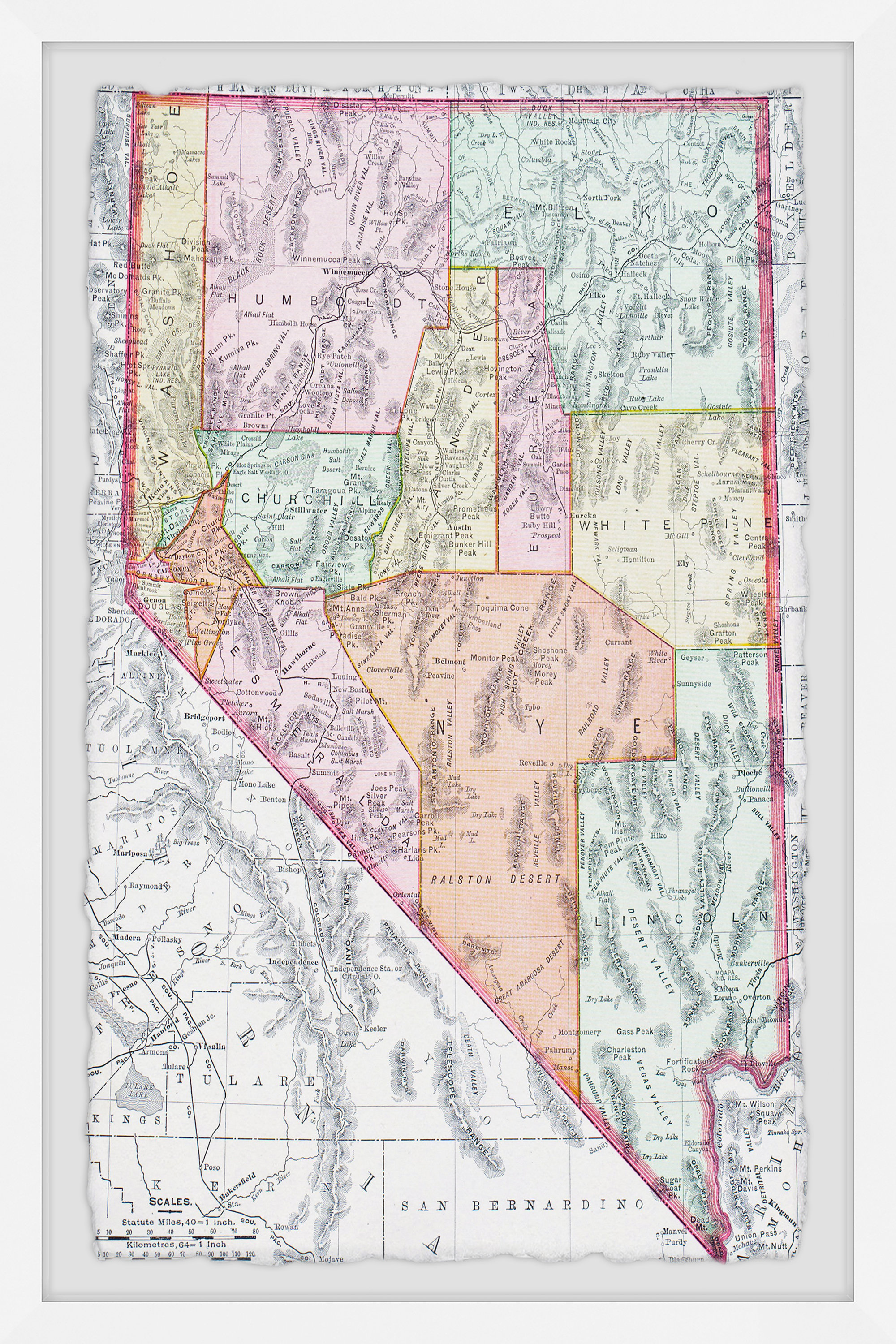 Trinx 'Map of Nevada State' - Picture Frame Print on Paper - Wayfair Canada