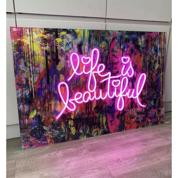 Rock Salt Prints Life Is Beautiful Graffiti LED Neon Sign Wall Art ...