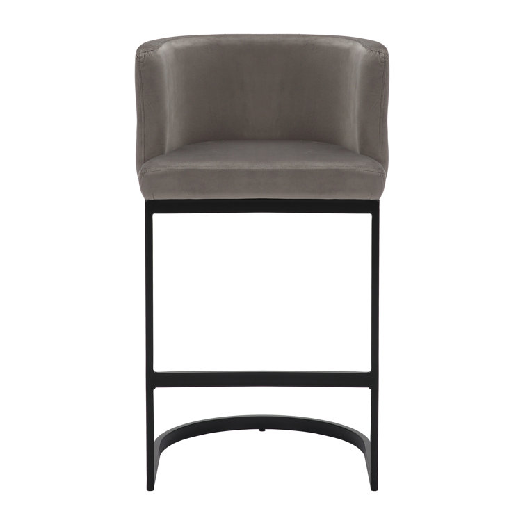 Fairmont Park Velino Matt Black Cantilever Bar Stool Grey Velvet ...