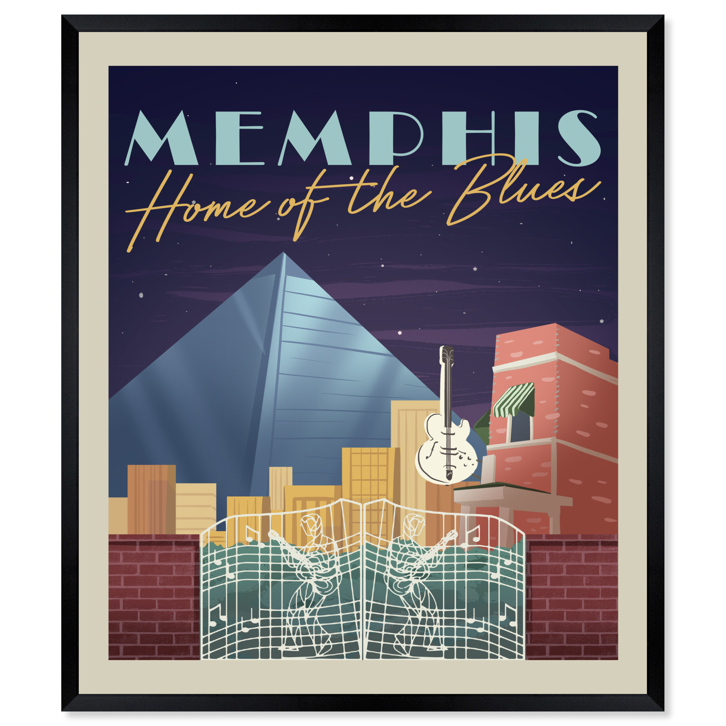 Ebern Designs 'Memphis Postcard' Graphic Art Print | Wayfair