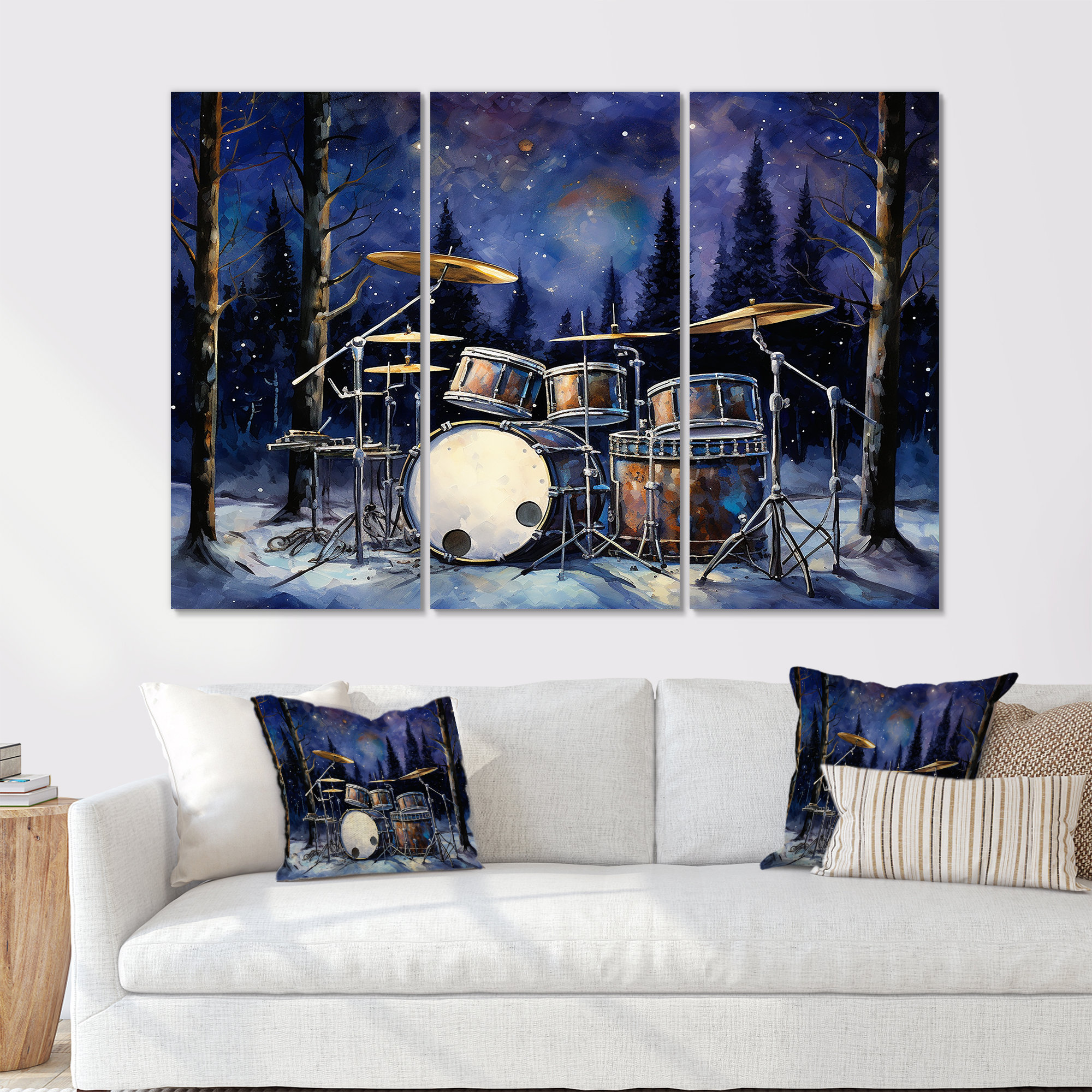 Lark Manor™ Music Drums In Winter I - Music Wall Art Living Room Set ...