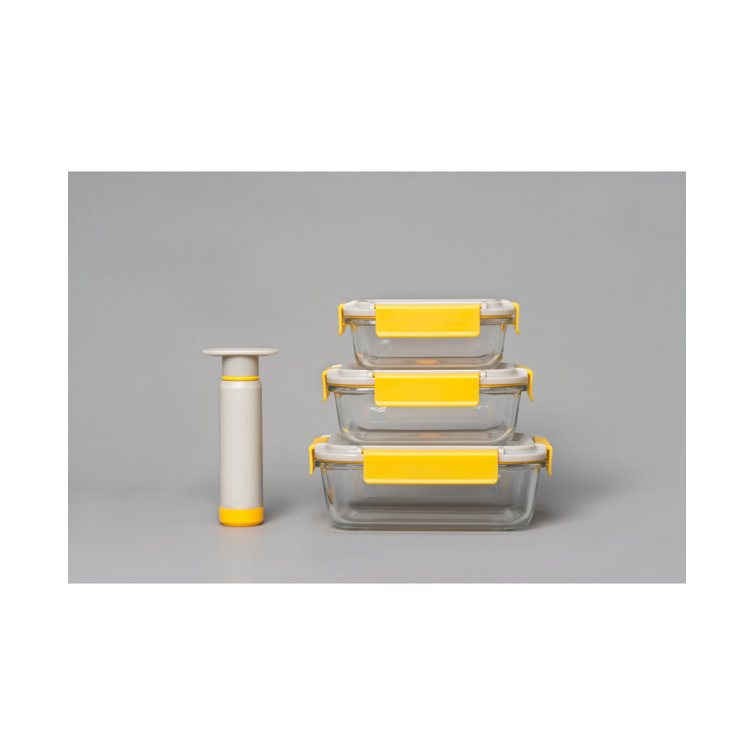 Prep & Savour Devory Vacuum Sealable Glass Container Set Manual Pump ...