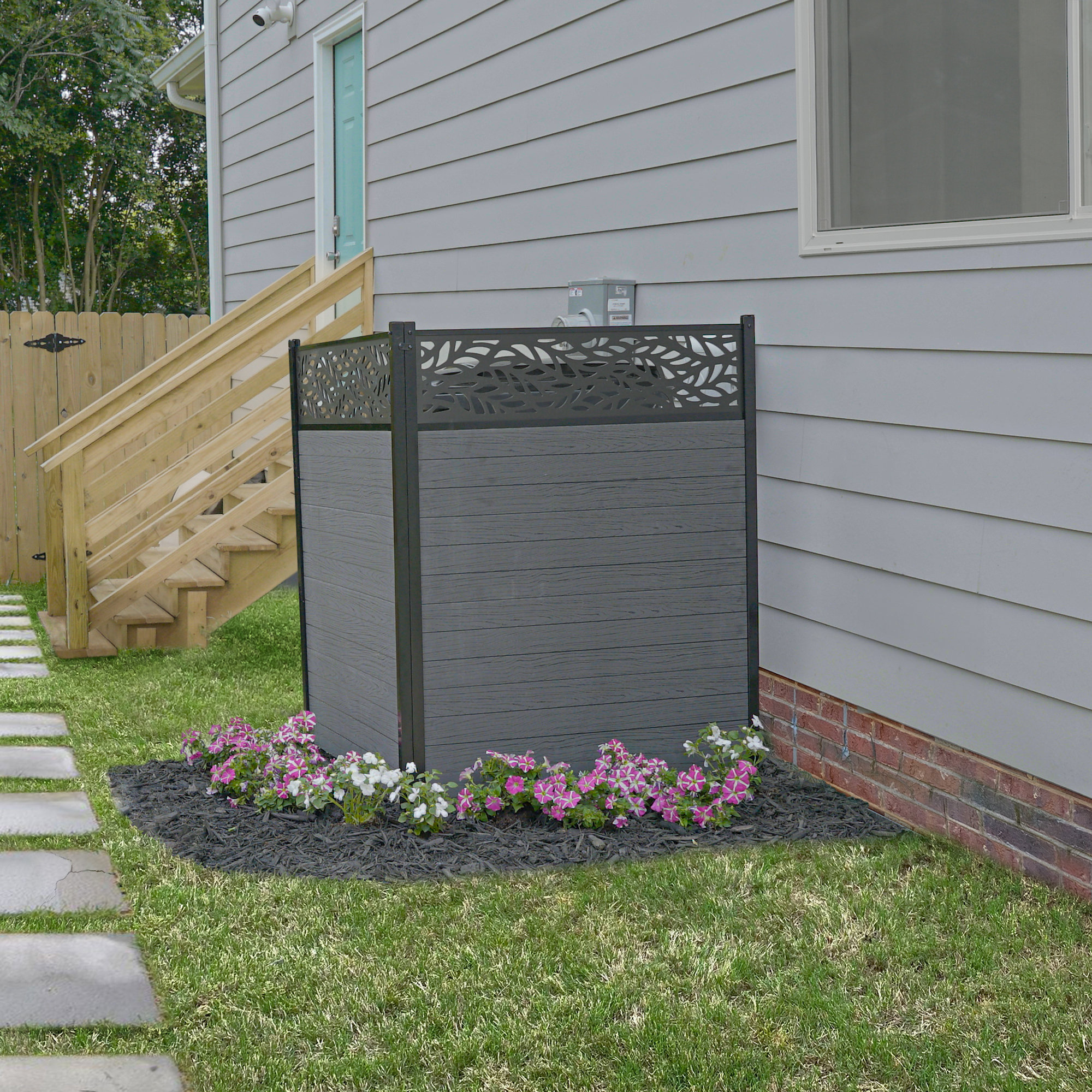 Enclo 4 ft. H x 3 ft. W Nappa Lasercut WoodTek Vinyl Privacy Screen Kit ...