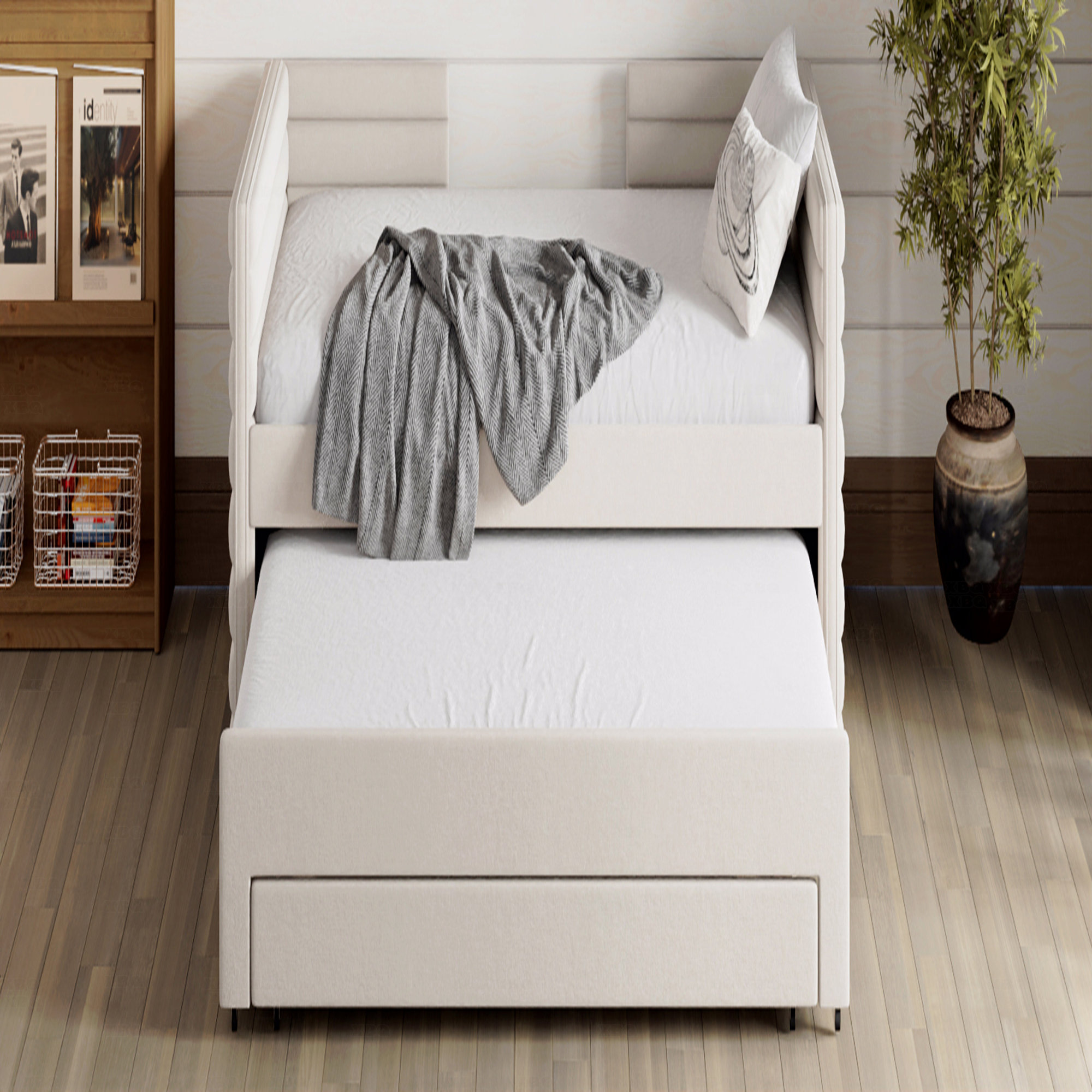 Latitude Run® Upholstered Trundle Daybed, Twin Size And 3 Storage ...