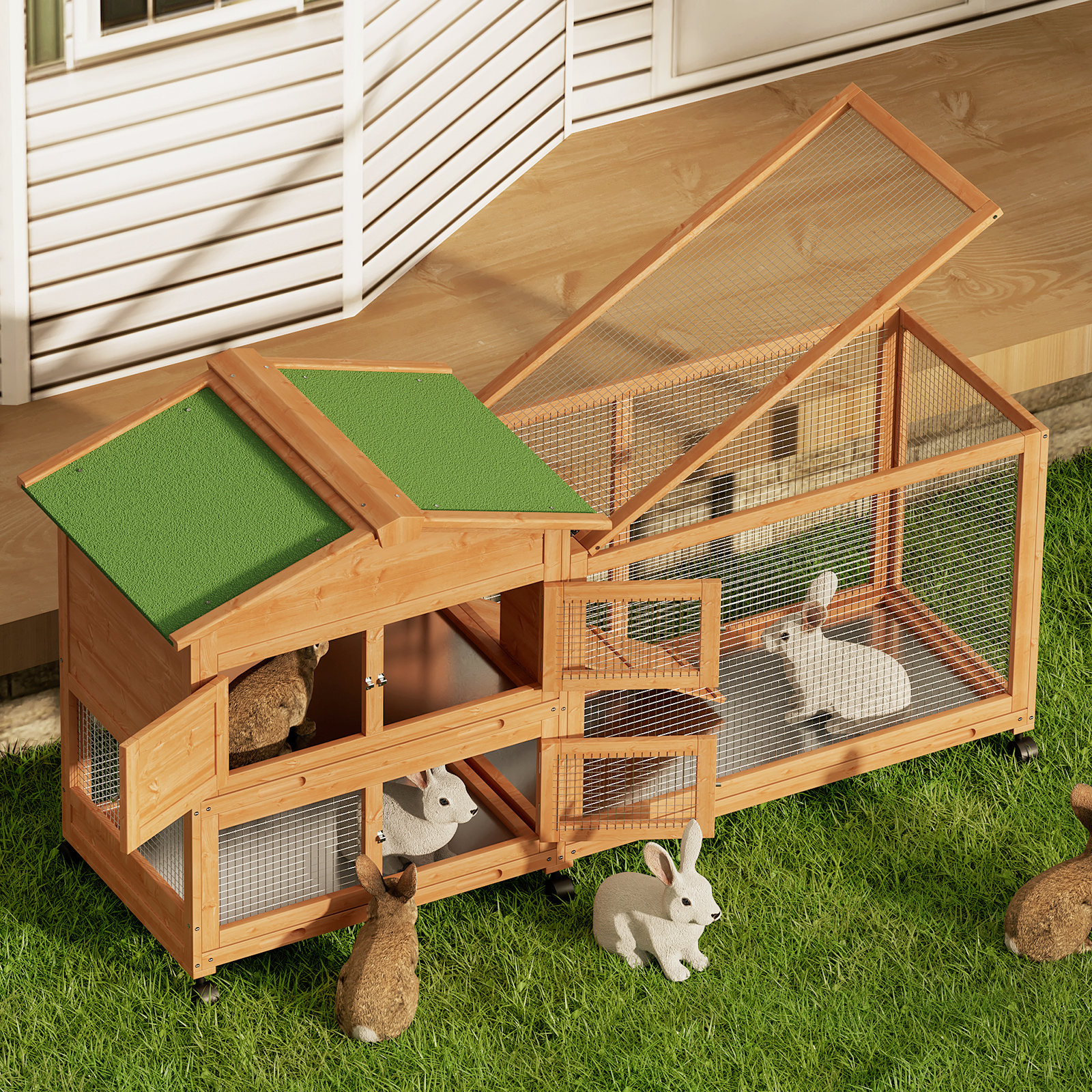 Tucker Murphy Pet™ Ellarae 63.5" Portable Wooden Rabbit Hutch with ...