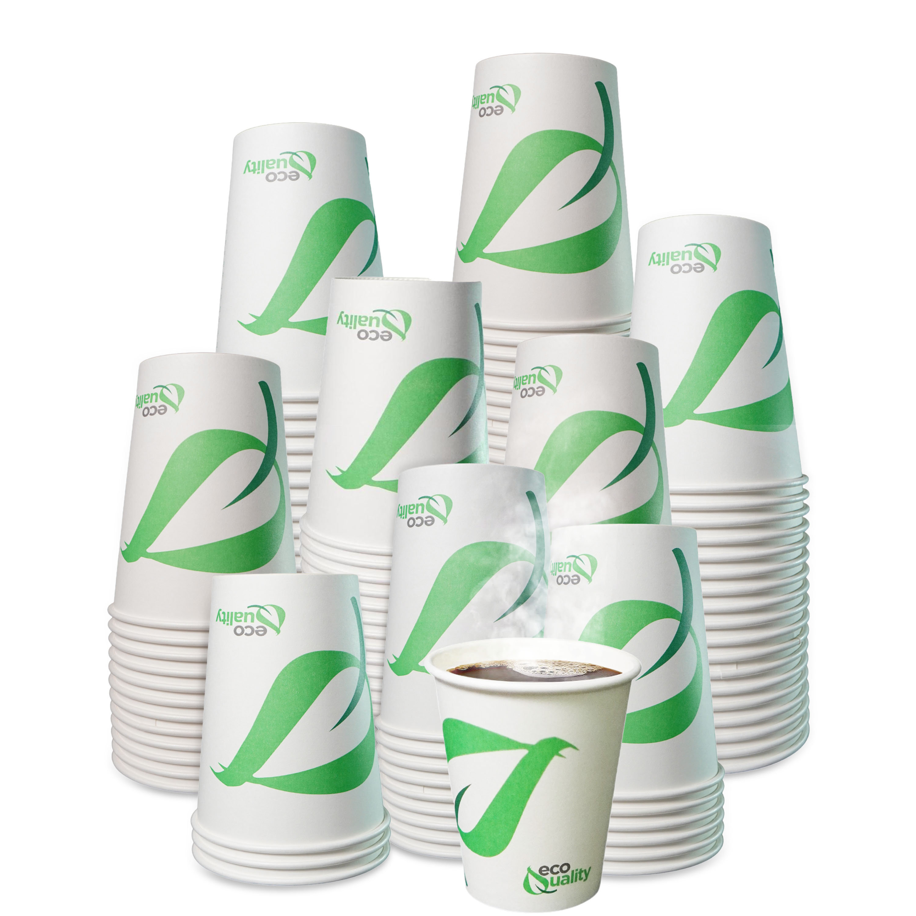 Ecoquality Compostable Paper Cups Biodegradable Disposable White Paper ...