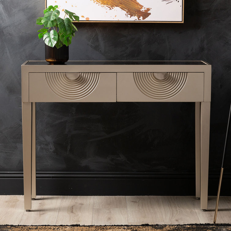 Canora Grey Ammamaria 2 Drawer Wooden Console Table for Living Room ...