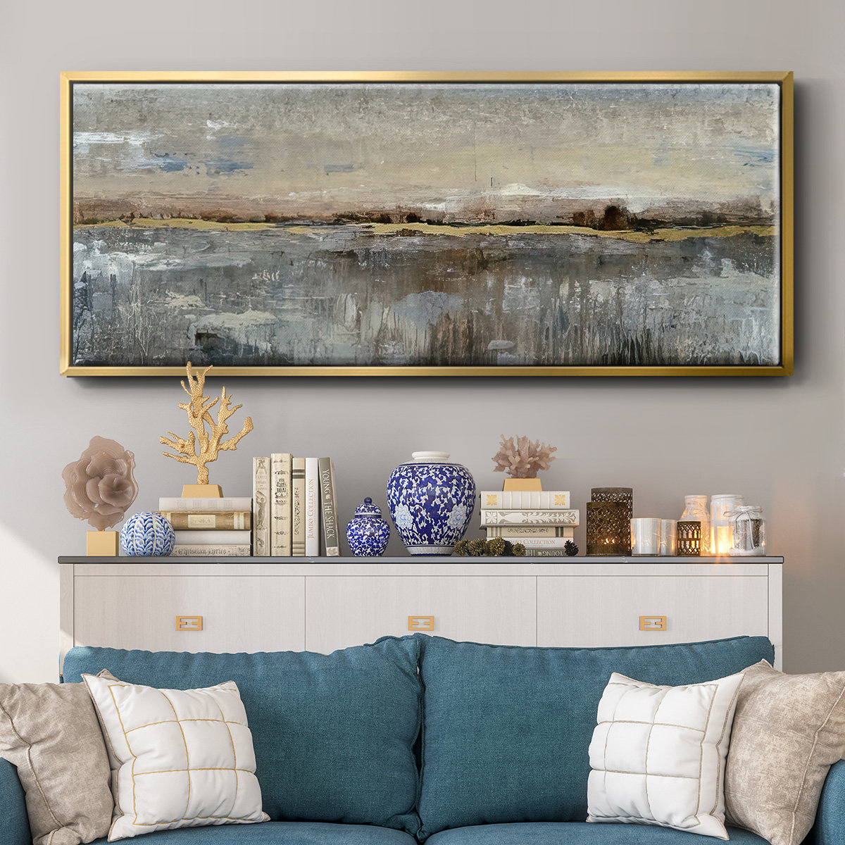 Wexford Home Abstract Marsh- Framed Canvas | Wayfair