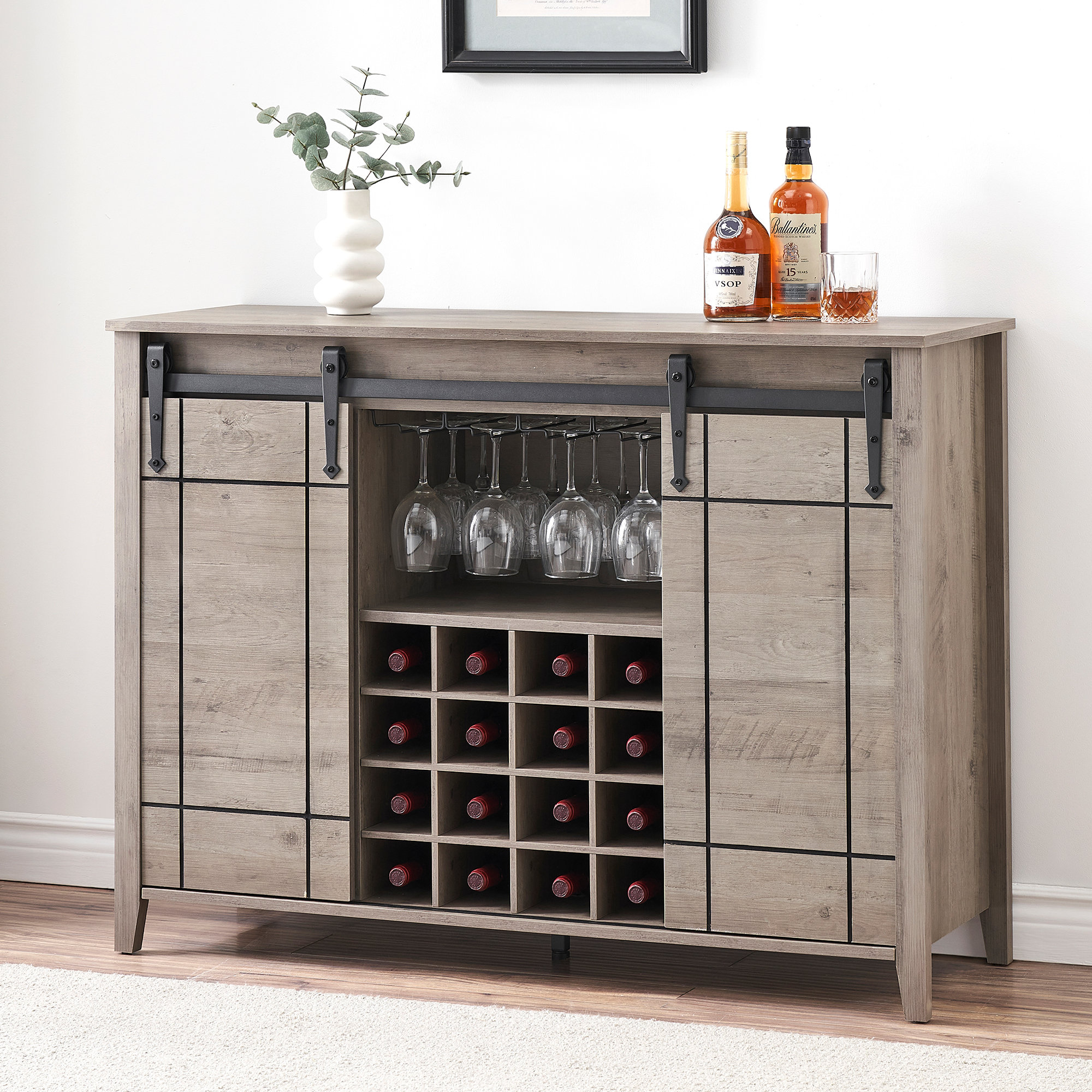 August Grove Bar 47,2 "avec tablettes de rangement et tiroir pour bar ...