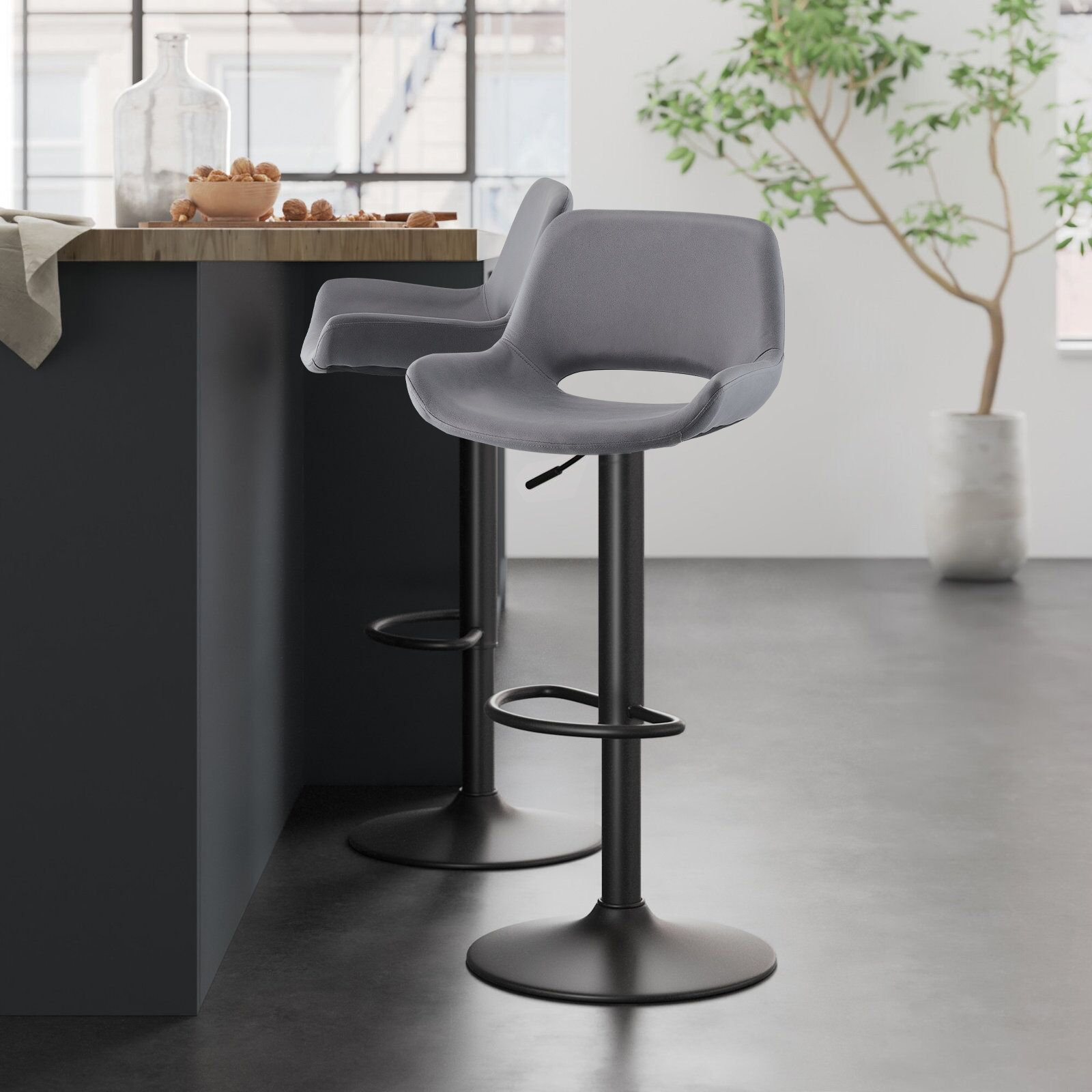 Borough Wharf Hub Swivel Upholstered Adjustable Height Counter Stool ...