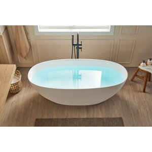 Pensen 55'' x 29.13'' Freestanding Soaking Solid Surface Bathtub ...