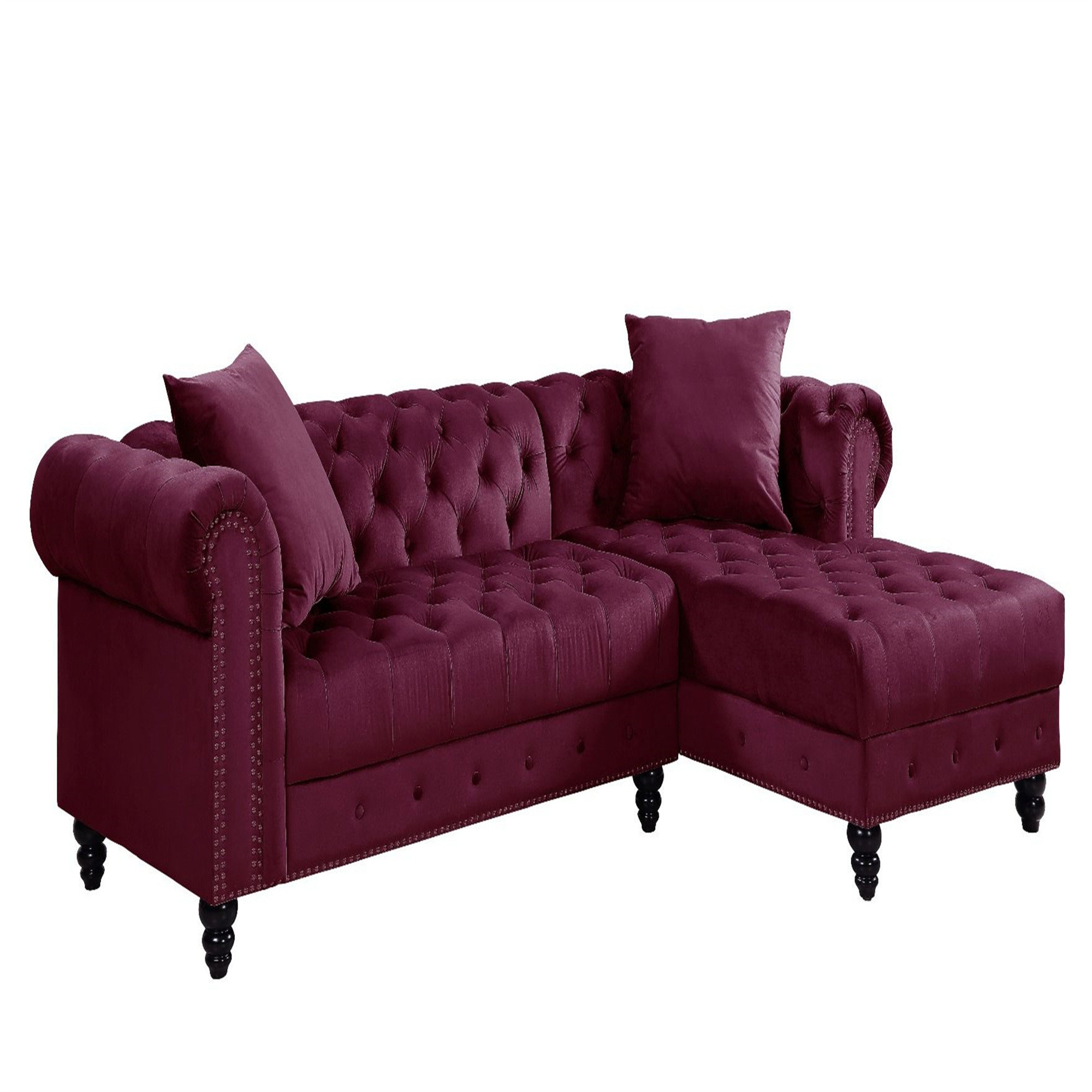 Rosdorf Park Jamileth 94" velvet sectional with 2 Pillows,sectional ...