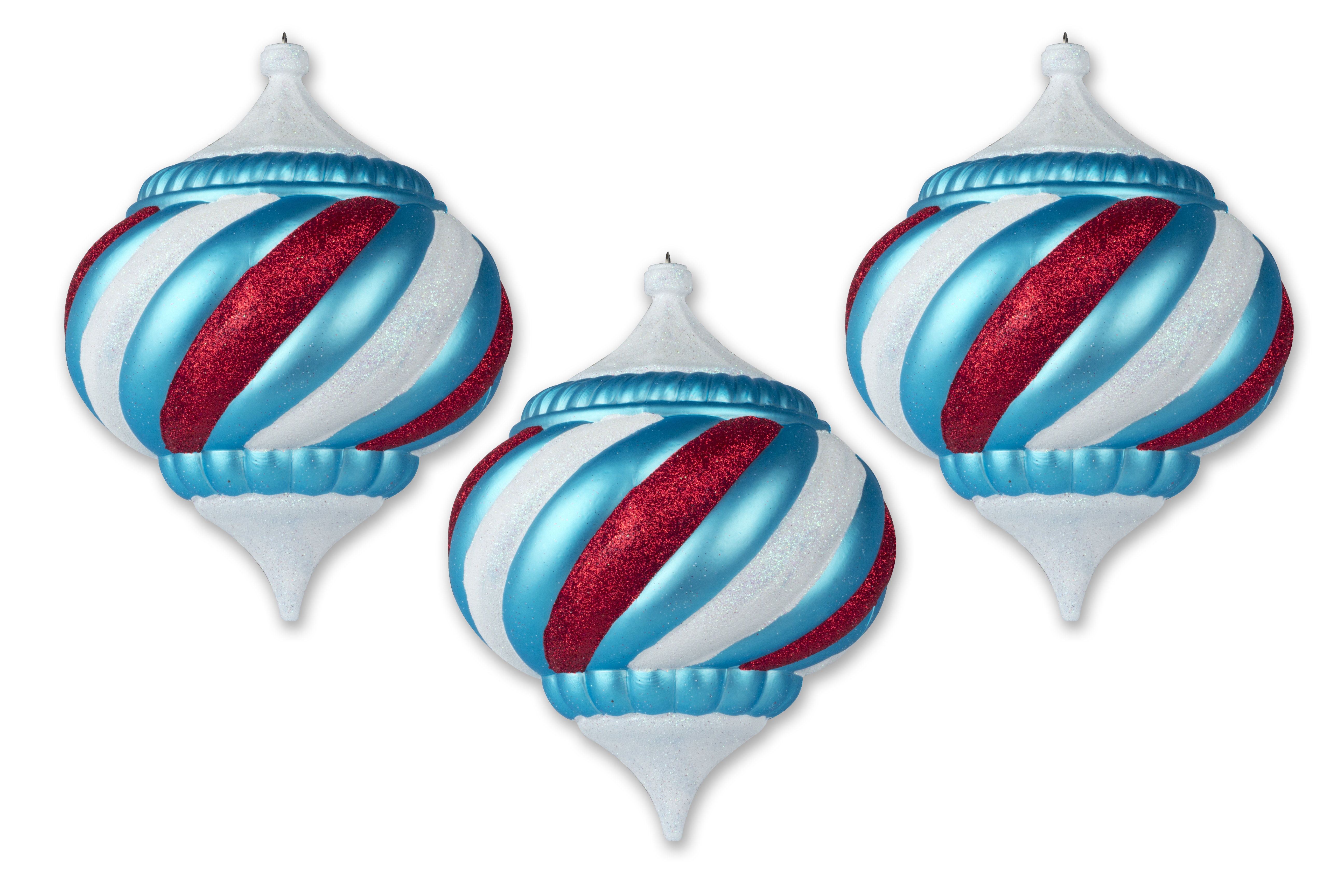 The Holiday Aisle® 3 Pack 150mm Onion Ornament Arctic Collection Aqua ...