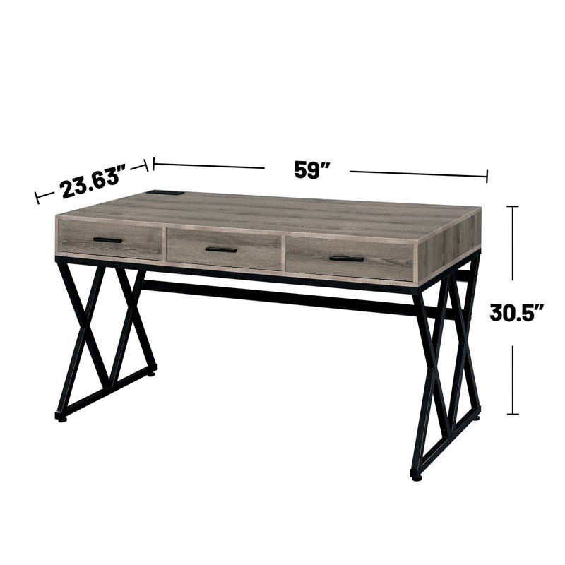 Inbox Zero Writting Desk with Built in Outlets | Wayfair