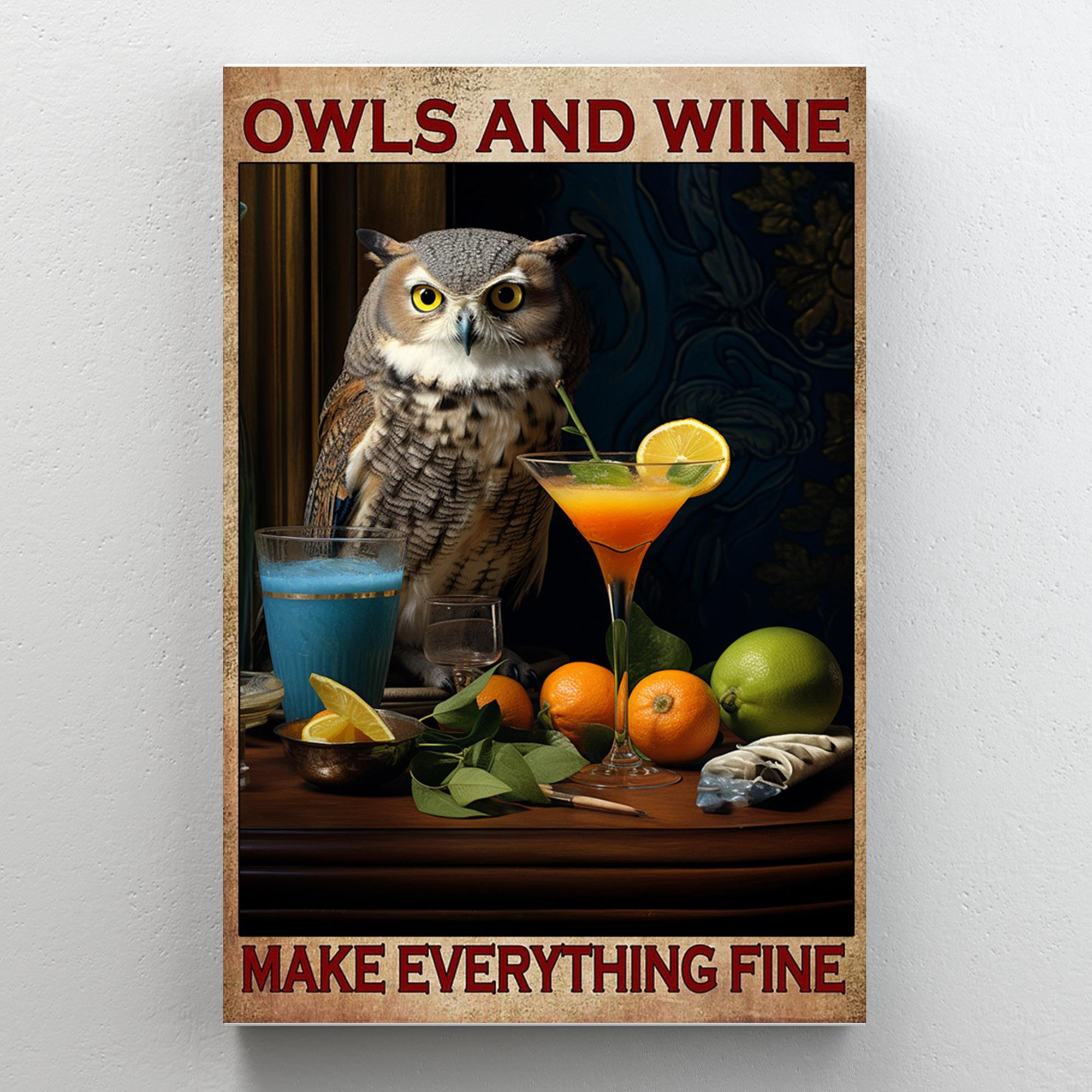 Trinx Owls And Wine Make Everything Fine - 1 Piece Recta " Owls And ...