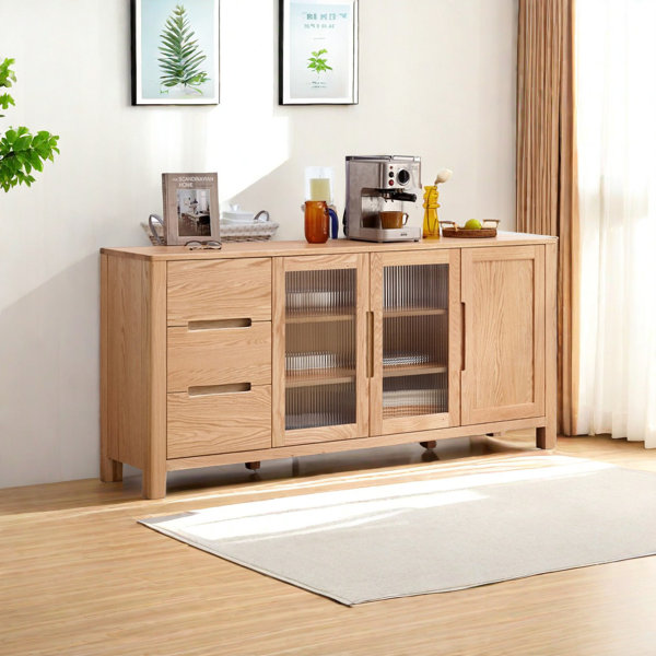 HomeCanvas Simplicity Modern Style Oak Sideboard 70.87'' Solid Wood ...