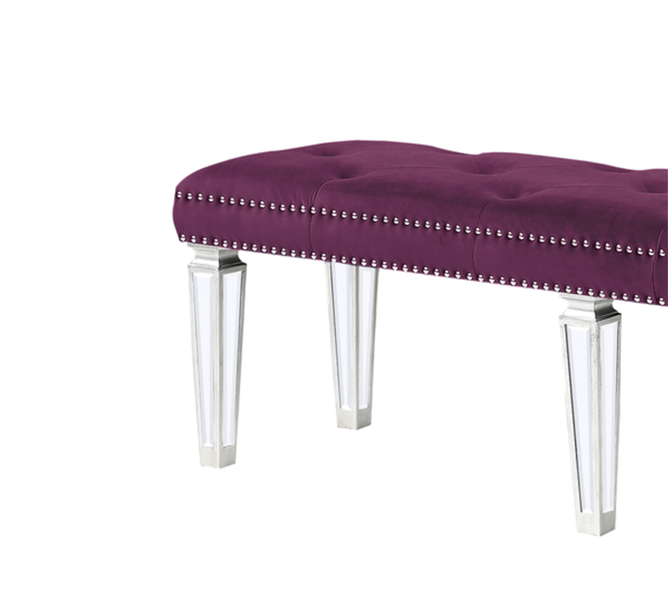 Everly Quinn Velvet & Mirrored Bench | Wayfair